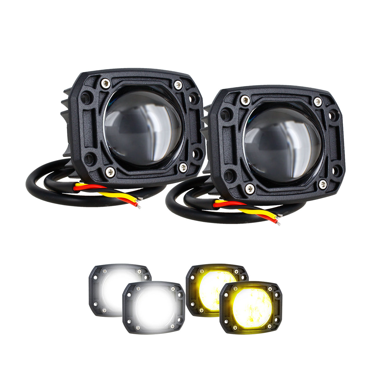 Par Faro Hiper Led Lupa Proyector Empotrable Bicolor 4x4