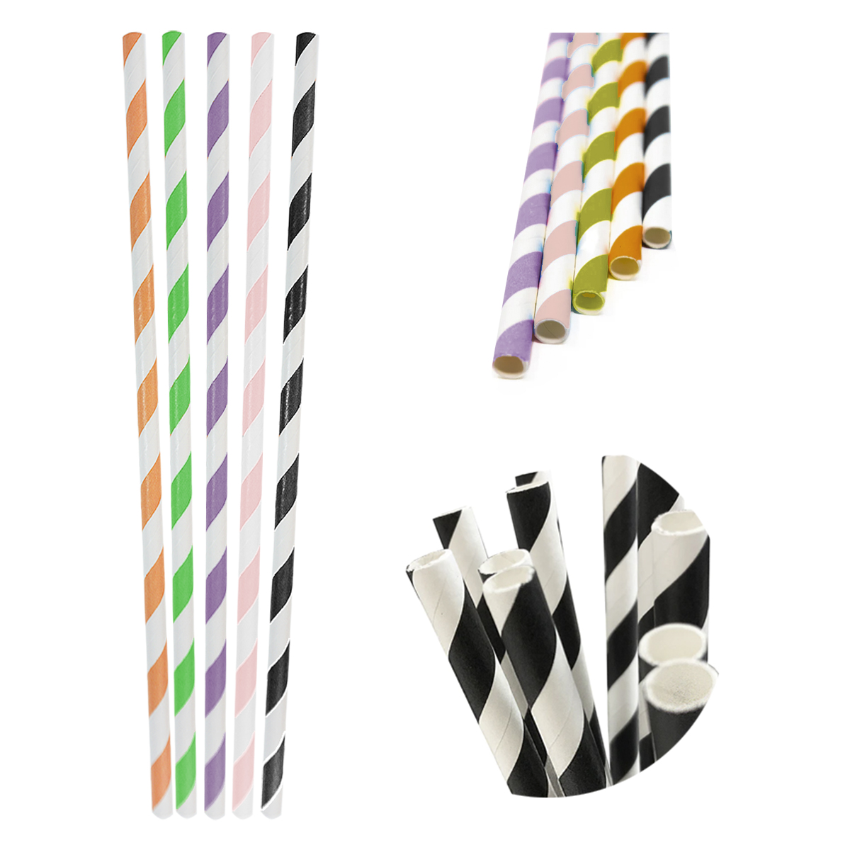 100 Popotes De Papel Biodegradables/ Económicos/ Coloridos Morado