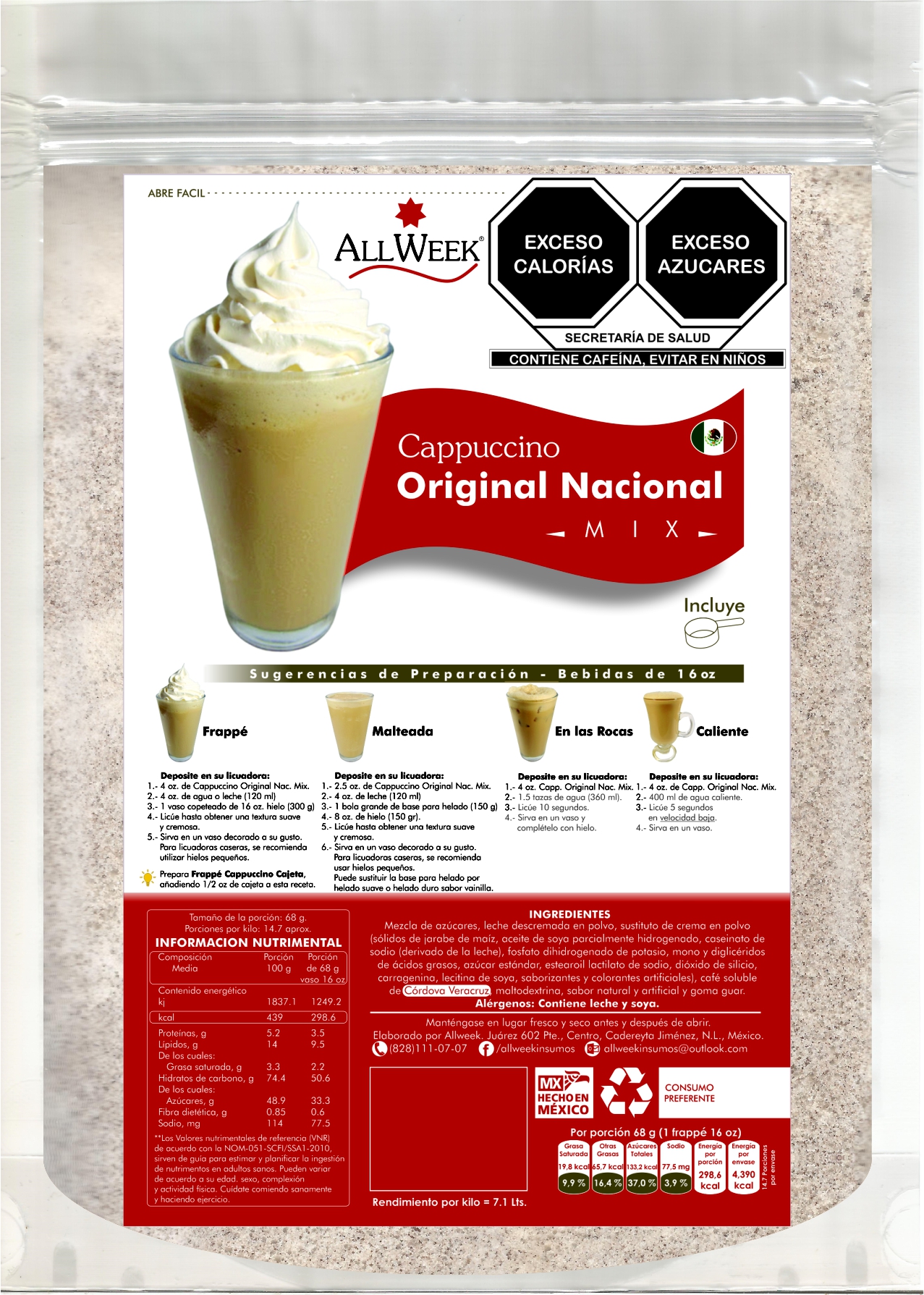 Cappuccino Original Nacional 1kg (frappé Mix/ Base Polvo)
