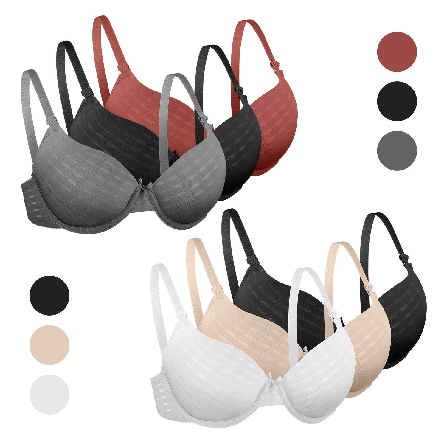 Brasier Paquete 6 Piezas Diseño Clásico Variedad De Colores