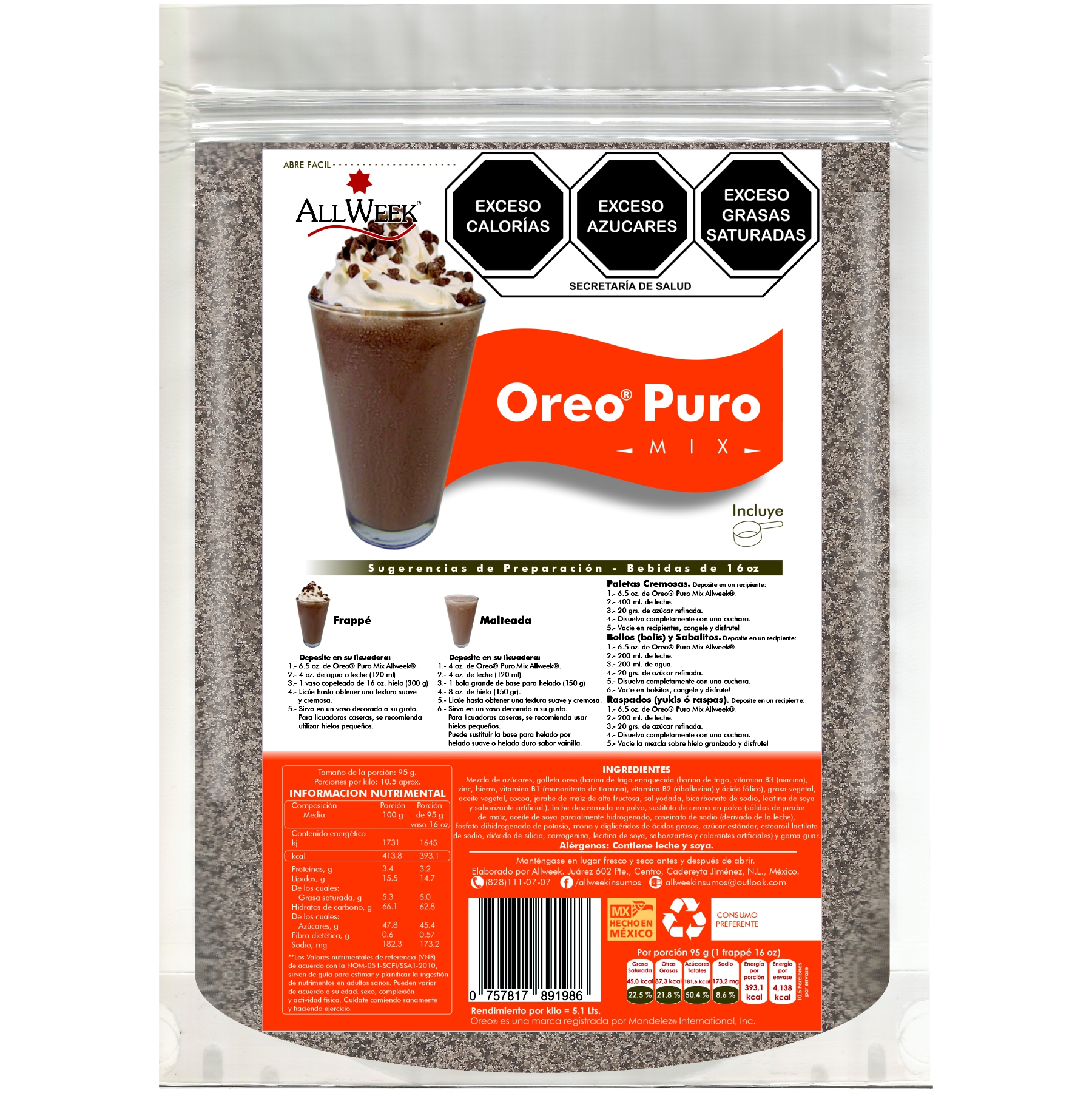 Sabor Oreo Puro 1kg (frappé Mix/ Base Polvo)