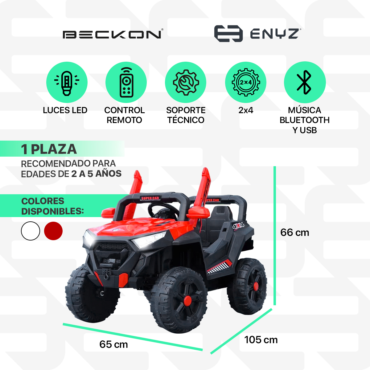 Montable eléctrico con control remoto con luces pro series BCX5 Rojo ...
