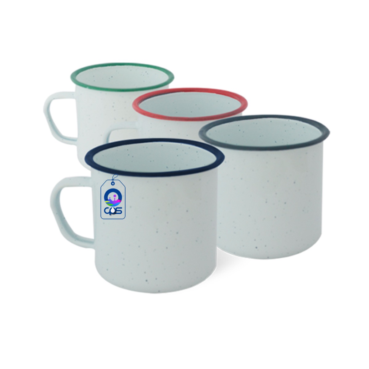 Pocillo de peltre de 10 oz. Con filo de color para sublimar (12 piezas).