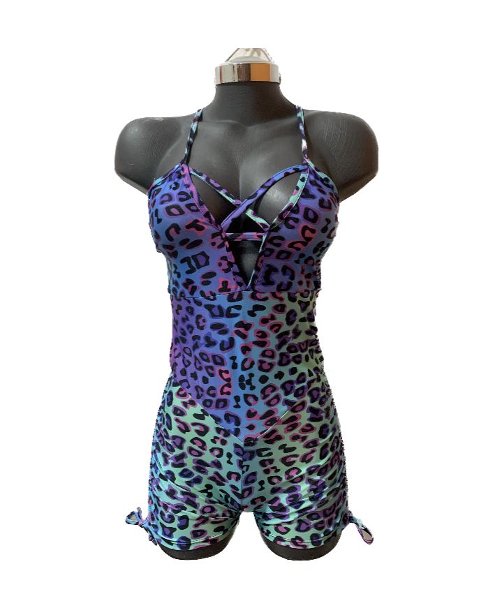 Enterizo Animal Print (azul/morado)