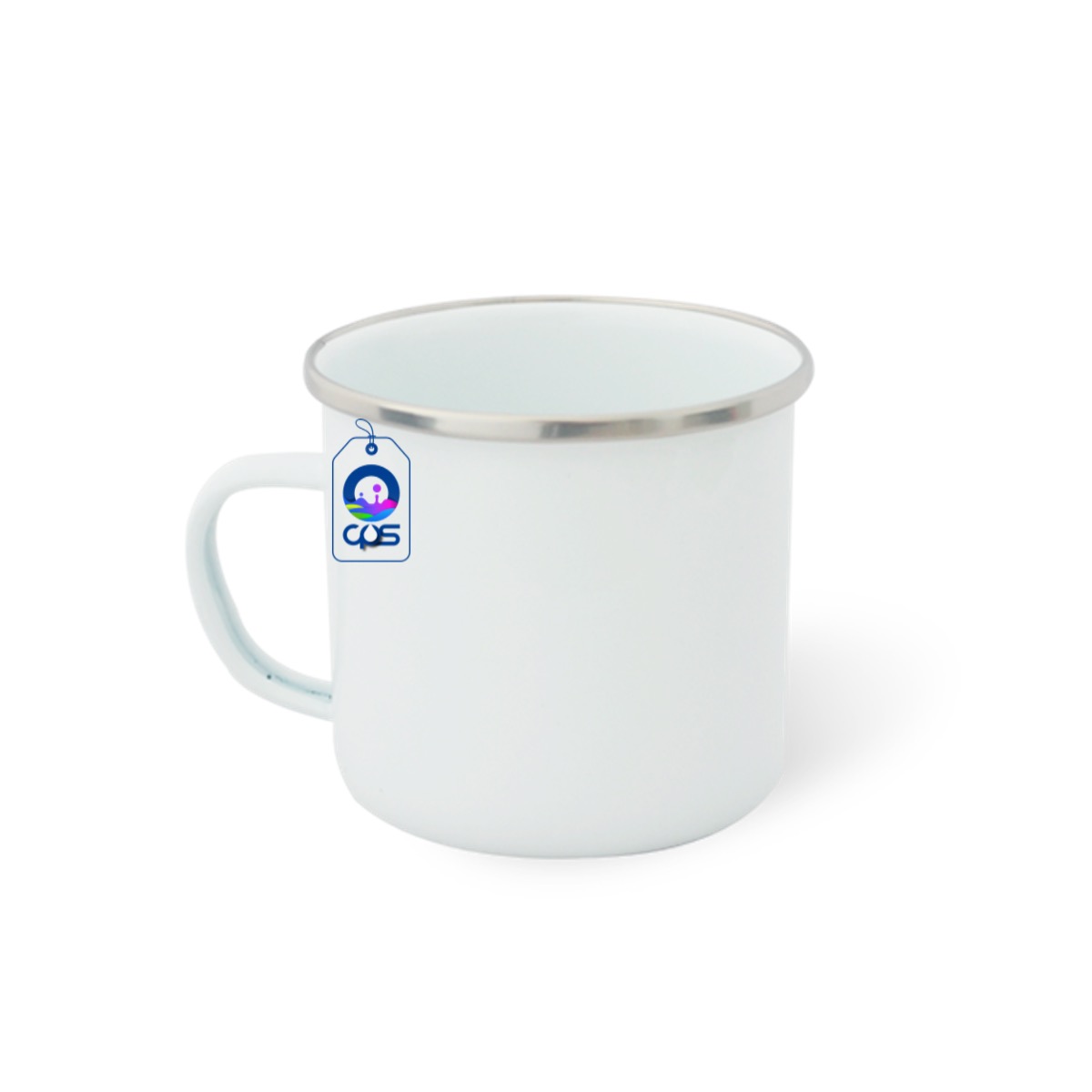 Pocillo de peltre de 10 oz. Con filo color plata para sublimar.