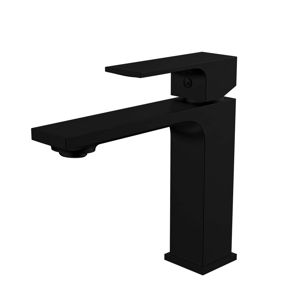 Monomando corto para lavabo con acabado negro mate Línea Row, el ...