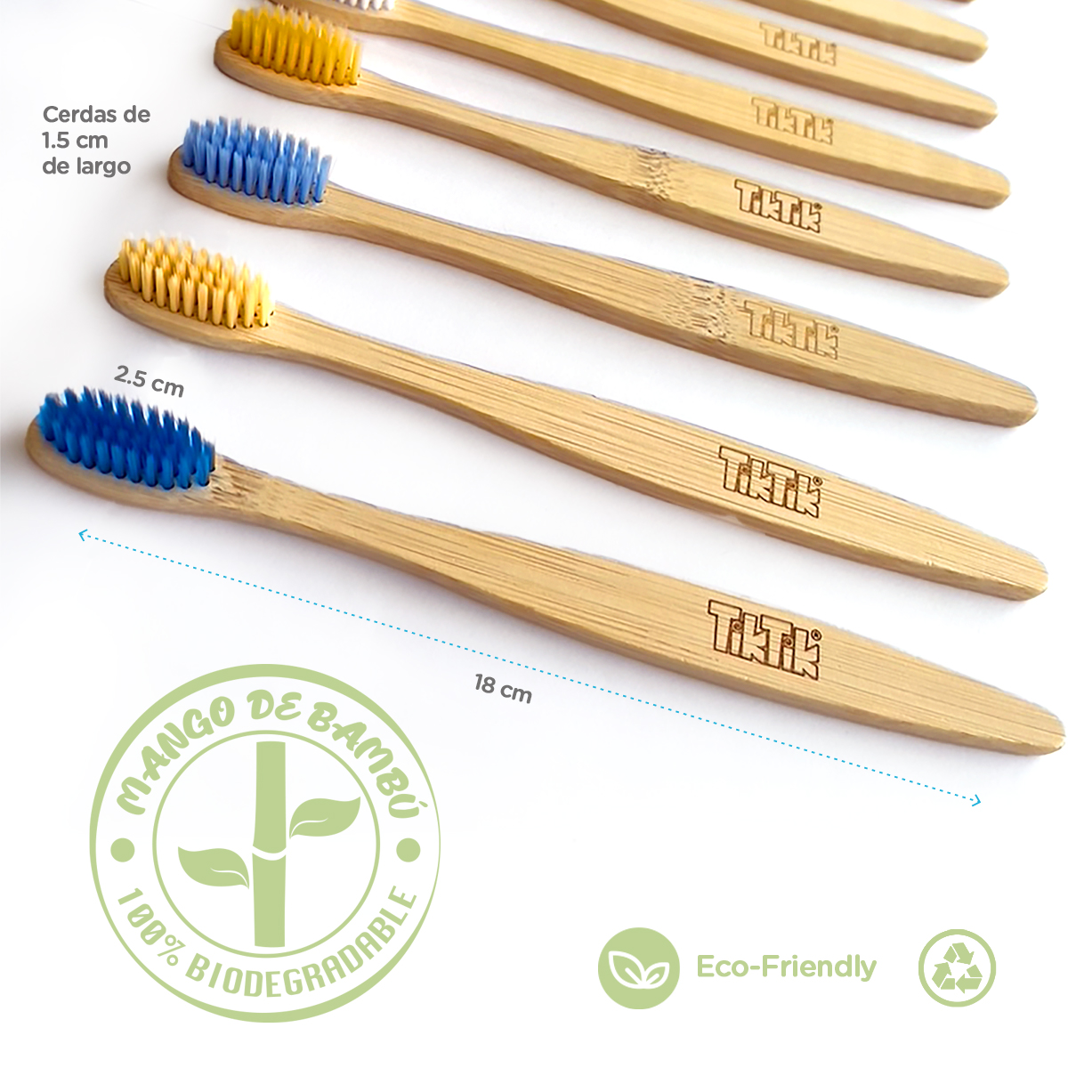 Cepillo Dental de Bambu Para Adulto 20 pzs Surtidas Biodegradable