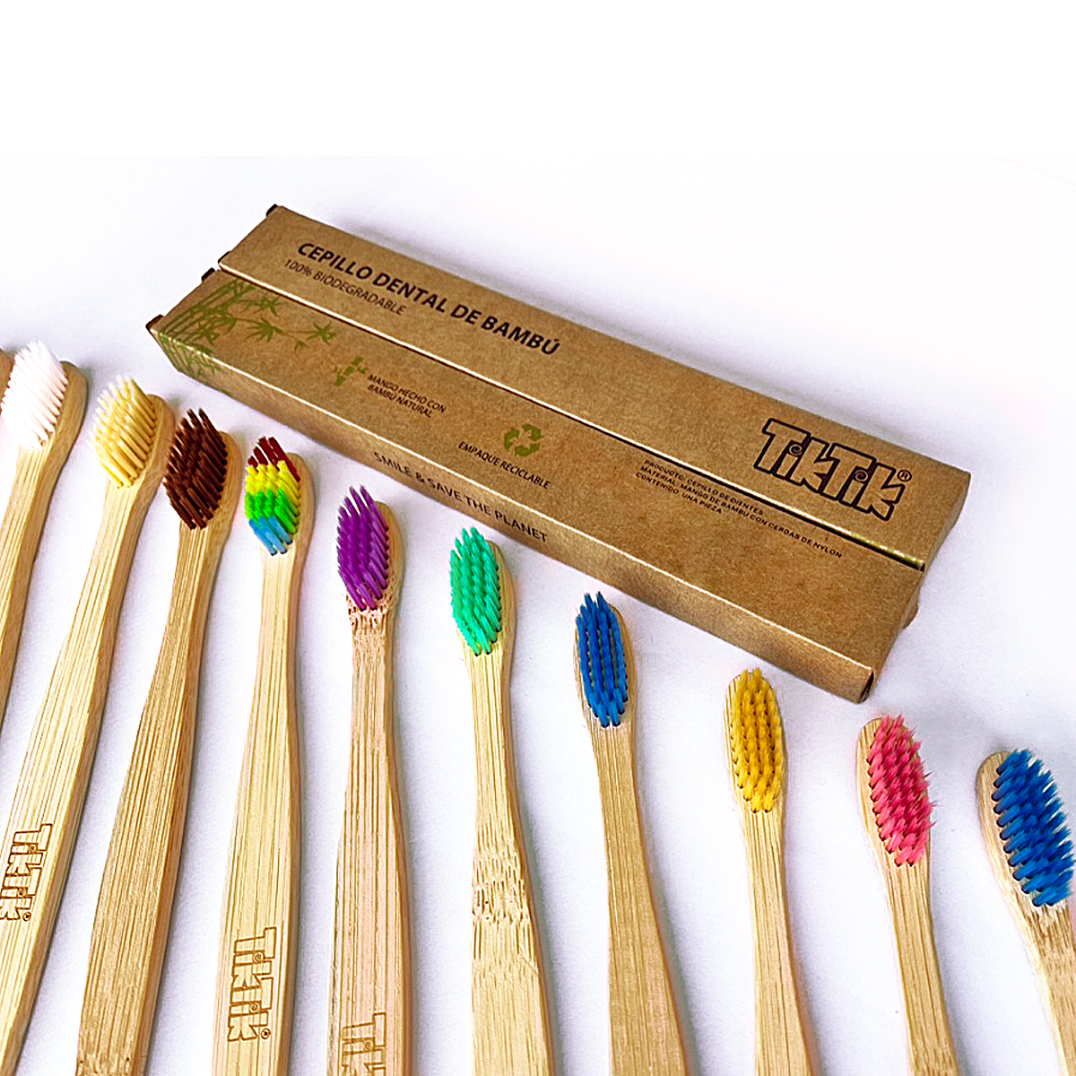 Cepillo Dental de Bambu Para Adulto 20 pzs Surtidas Biodegradable