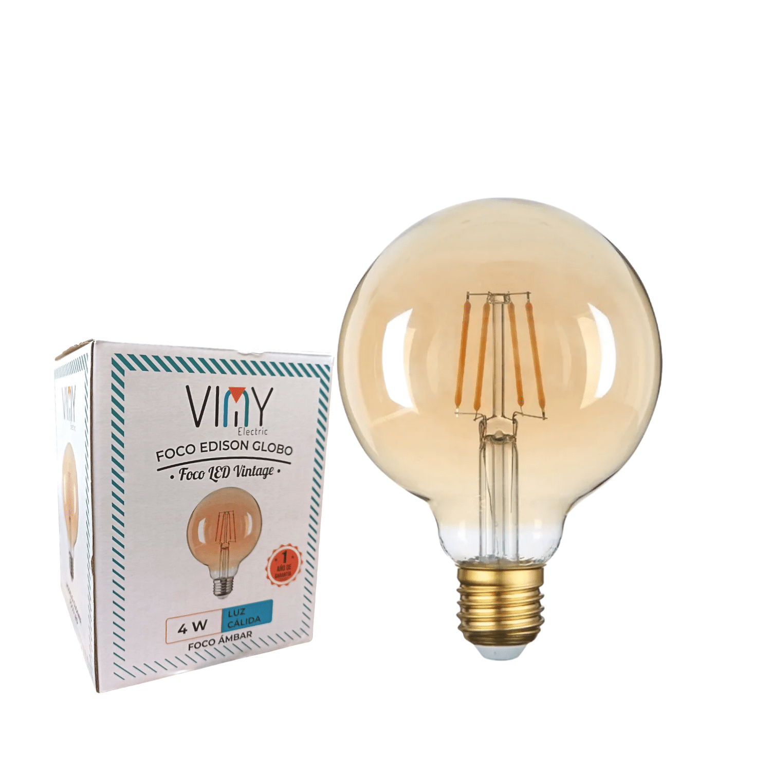 4 Focos Edison Led Globo Ámbar