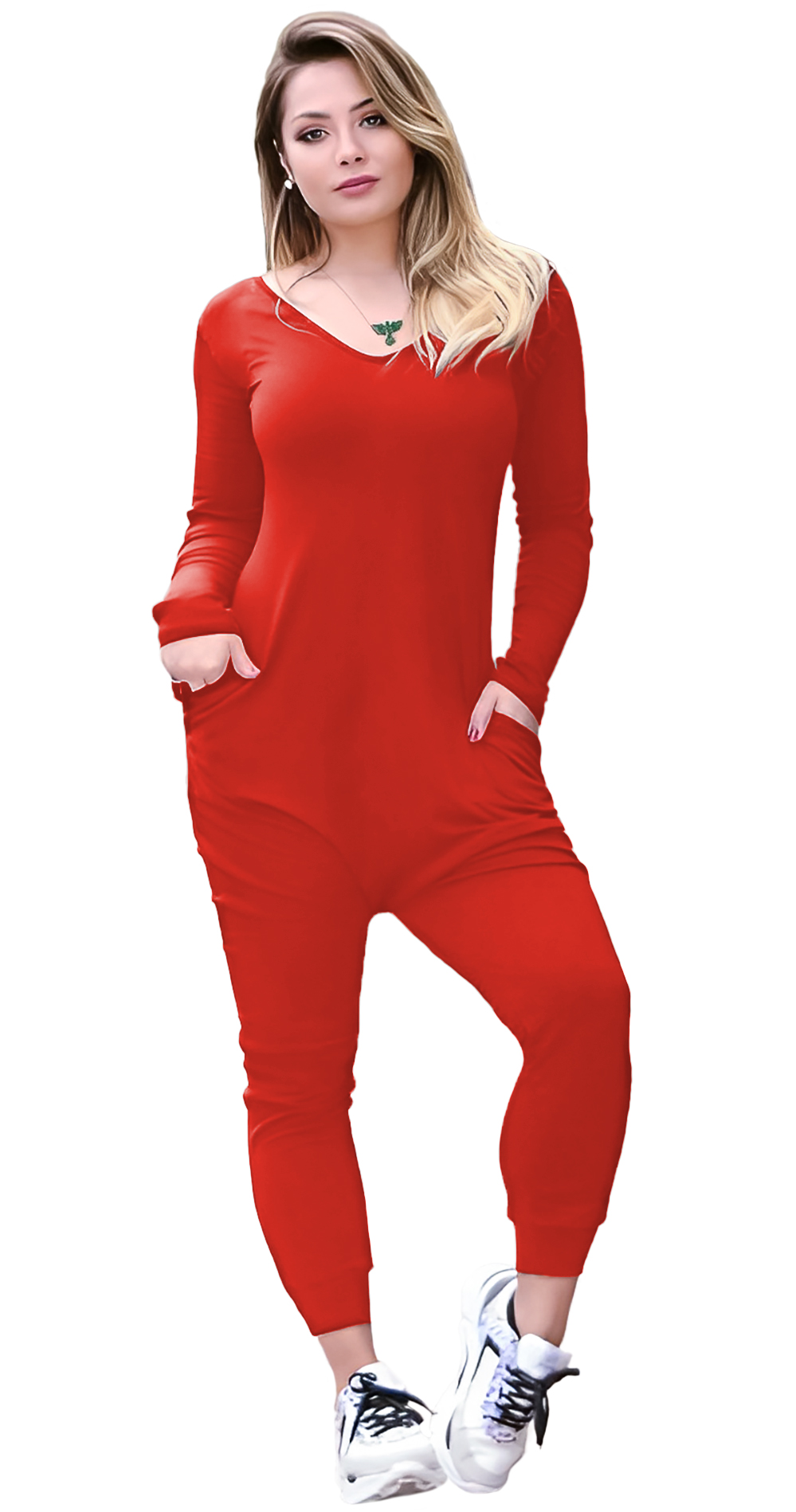 Jumper palazzo enterizo mono jumpsuit casual xally 24 escote V manga ...