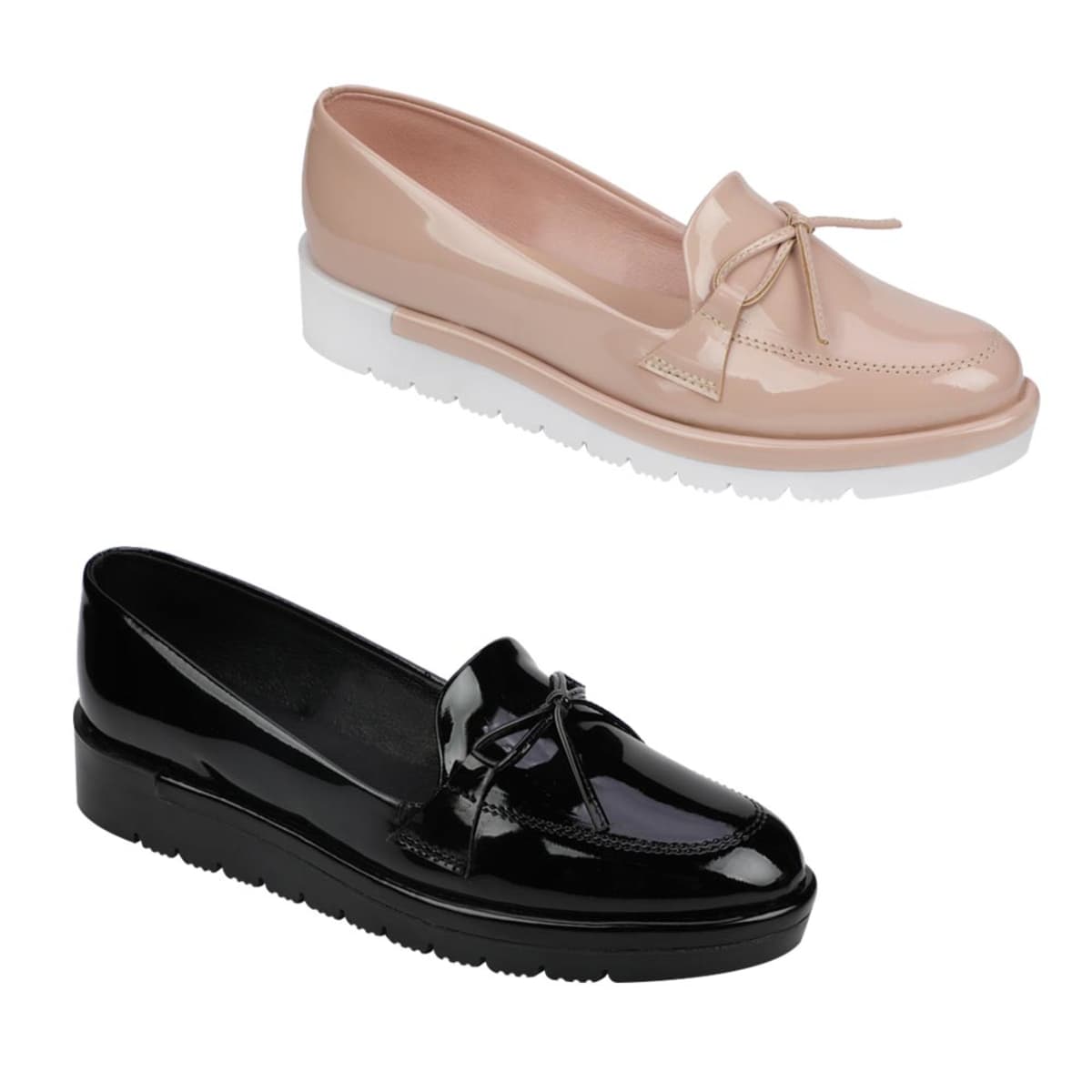 Kit de 2 pares de choclos con suella corrida y moño marca Shosh, negro ...