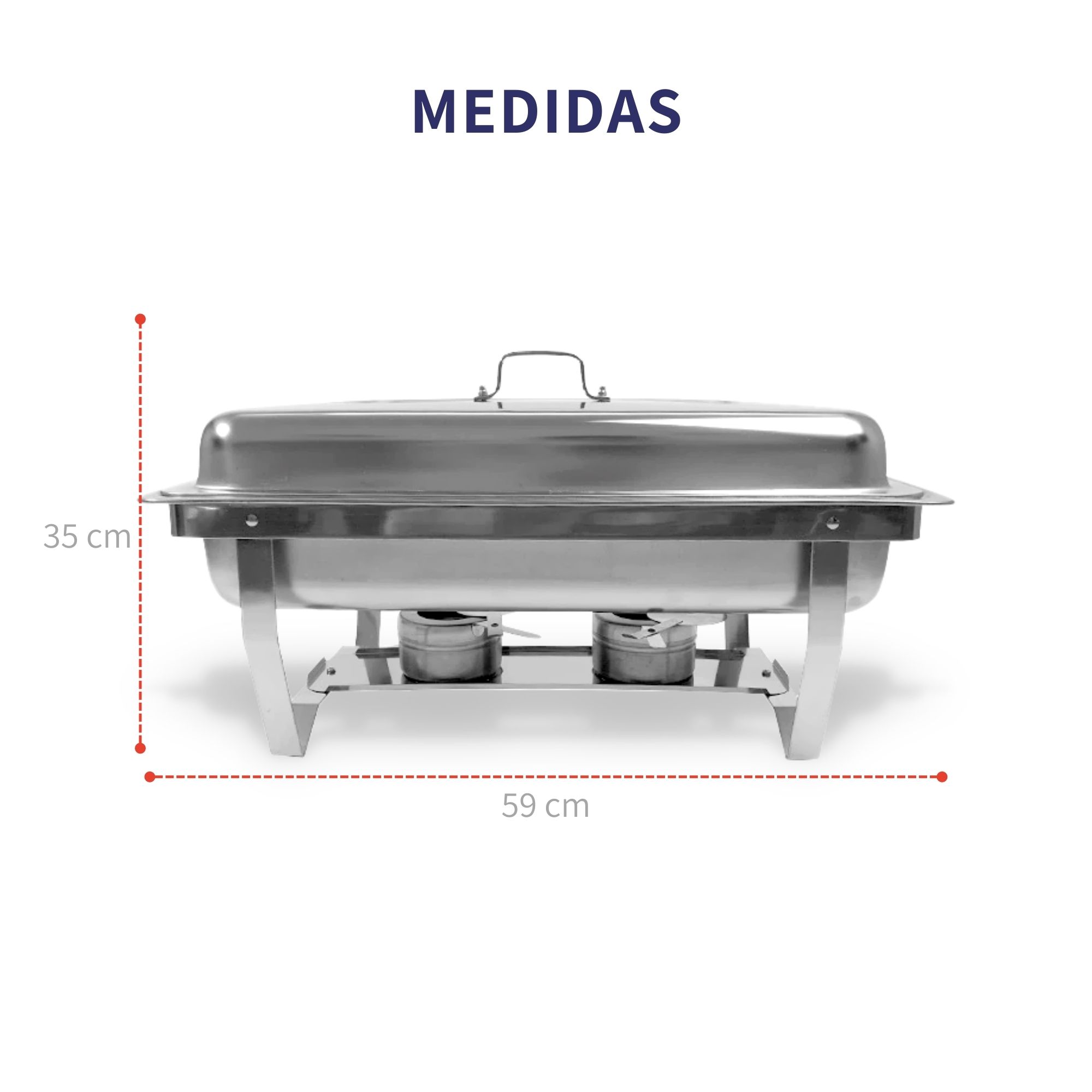 Chafer Bufetera 2 Espacios De Acero Inoxidable Para Chef