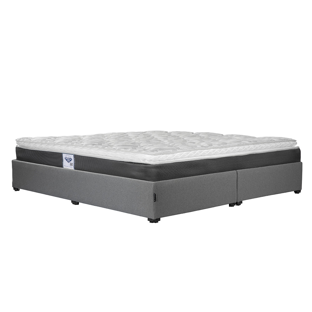 Colchón King Size Spring Air Marte Con Base Cama Dicasa Orleans Gris Y