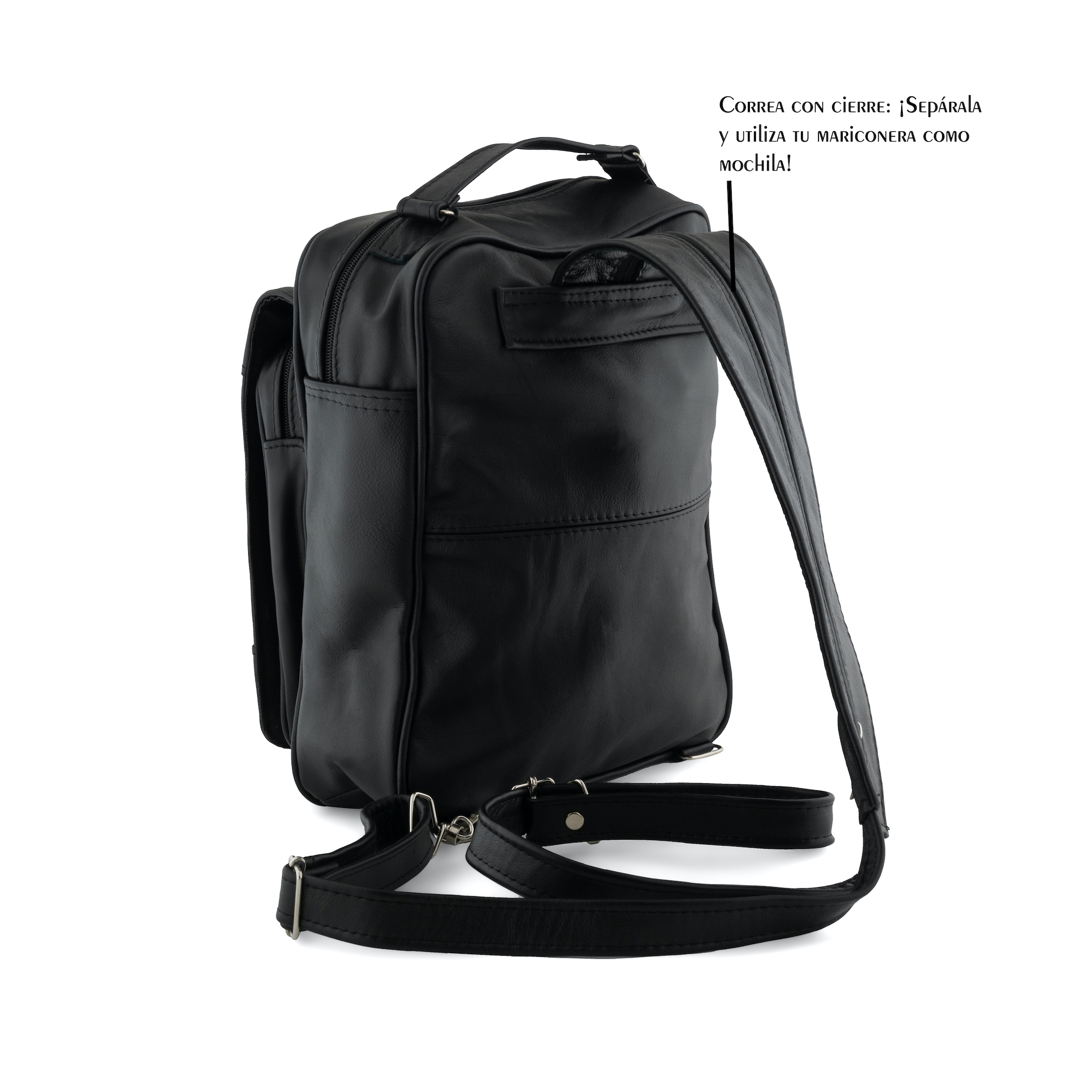 Mariconera Convertible A Mochila y Pechera Dasalo En Piel Vacuno Para ...