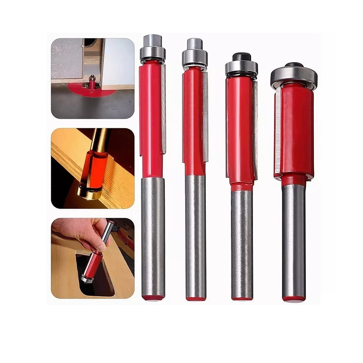 Juego De 4 Piezas Brocas Rectas Con Balero Para Router