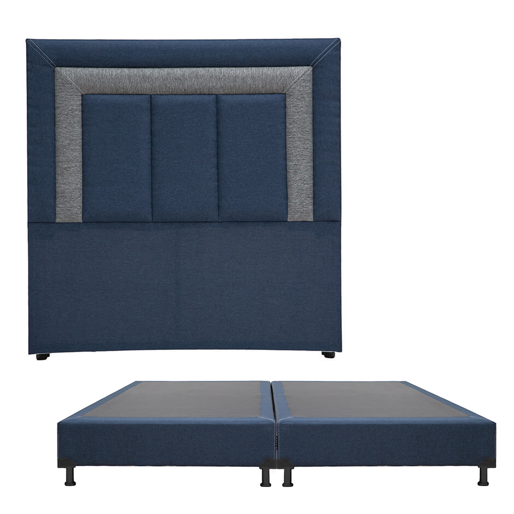 Cabecera King Size Dicasa Bora Azul con Gris y Box Azul