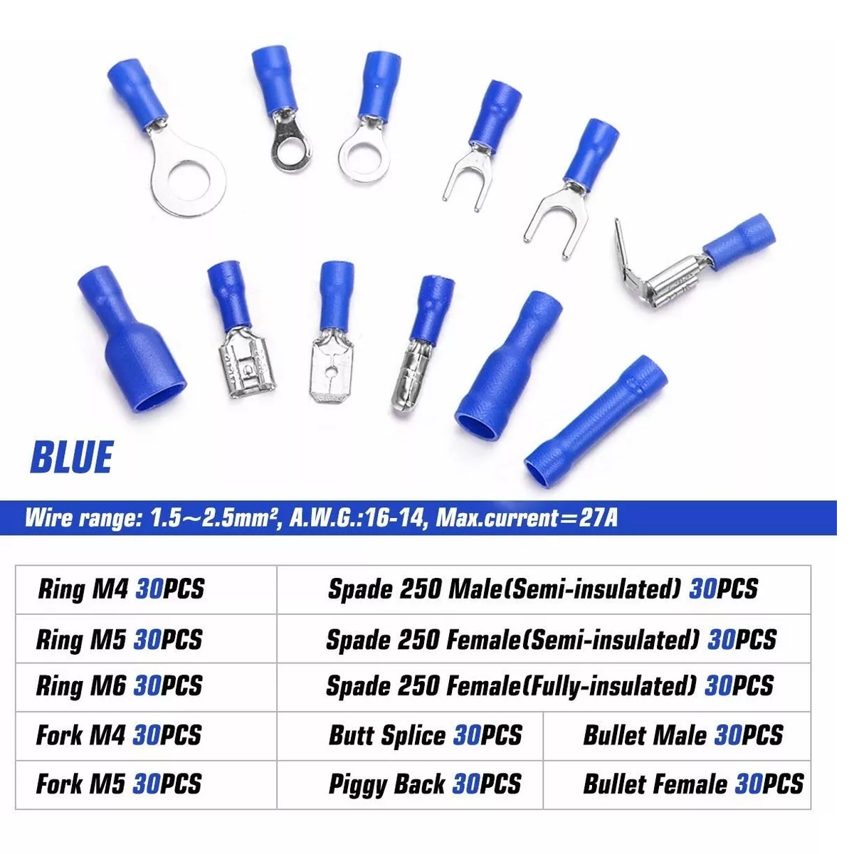 Set Terminales Conectores Crimpado Cable Alambre Eléctrico 840 Pzas