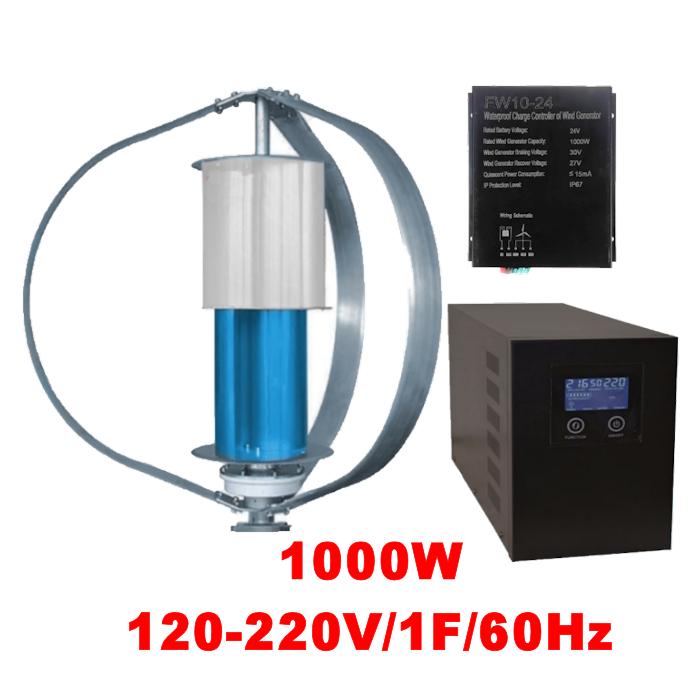 Kit Eólico ideal para Granjas, MXGOO-001-14, Generador 1000W, 24V, Vientos de 3 a 45m/s, 3 Aspas ...