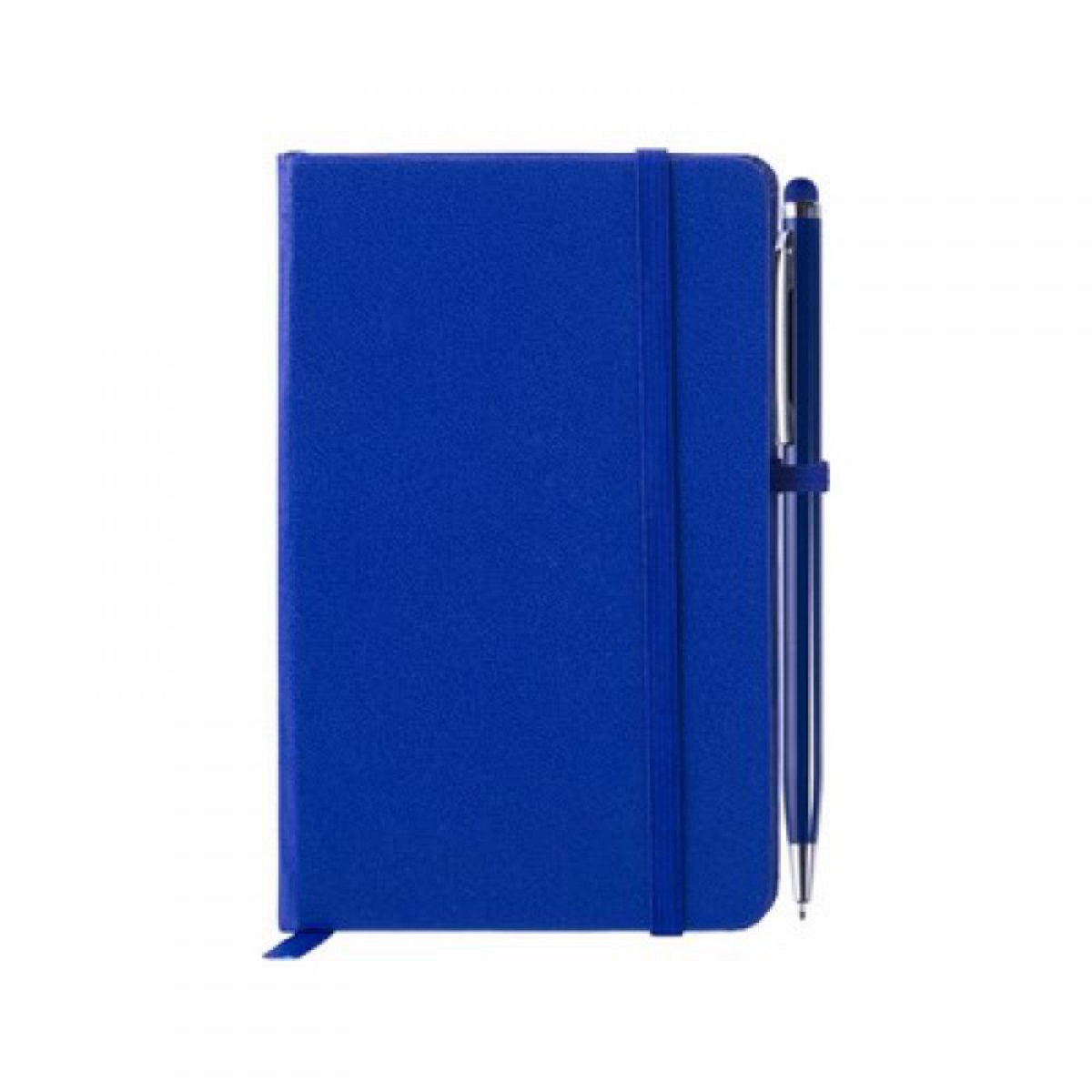 Mini Libreta De Poliuretano Color Azul 95 Hojas Raya + Pluma