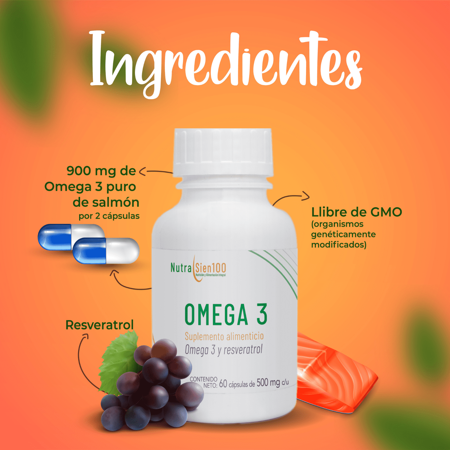 OMEGA 3 Puro de Salmón con resveratrol. Alta concentración y premium ...