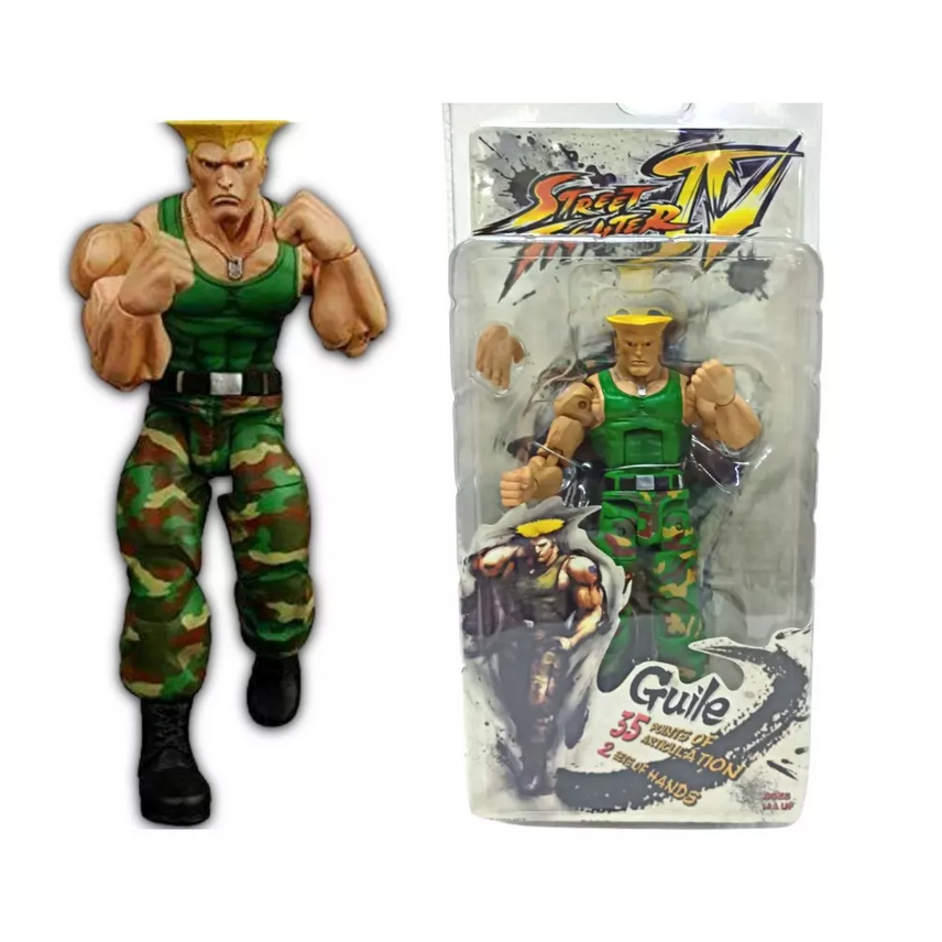 Juguete Muñeco Figura Guile Street Articulada Fighter Neca 18 Cm