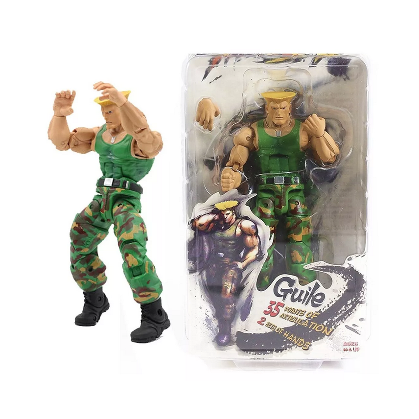 Juguete Muñeco Figura Guile Street Articulada Fighter Neca 18 Cm