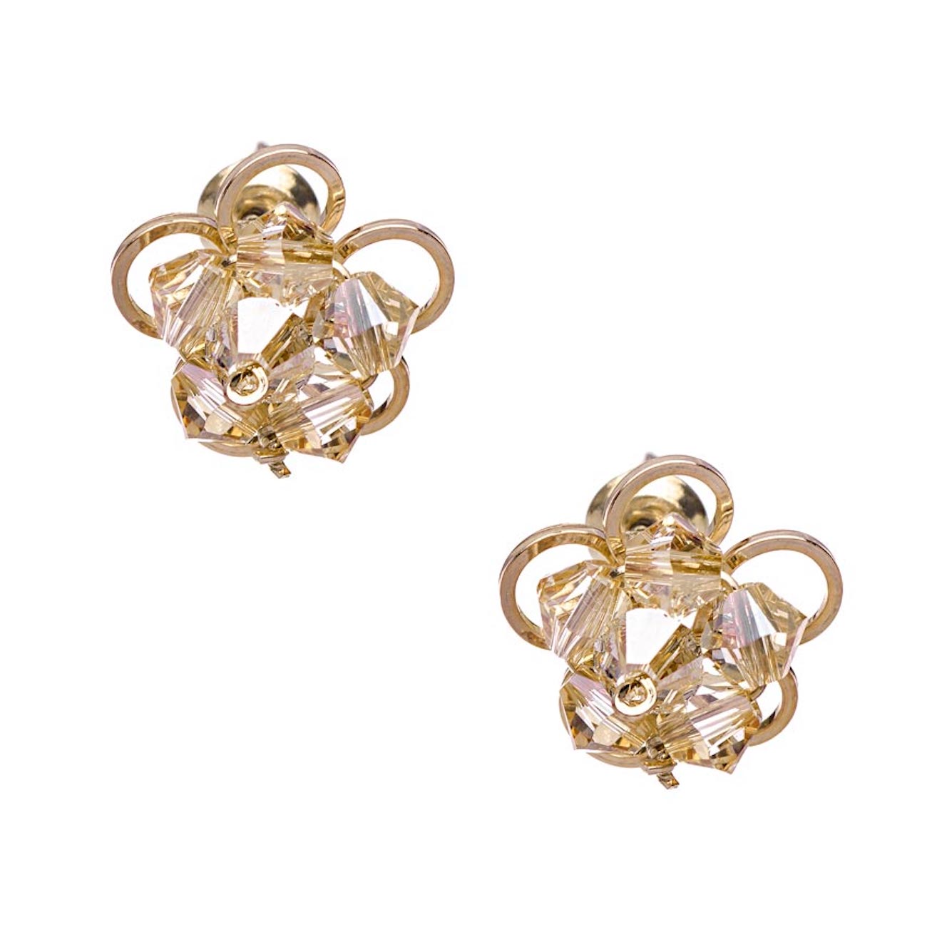 Aretes Broquel con Cristal Swarovski en Aleacion con Oro 18k Jands