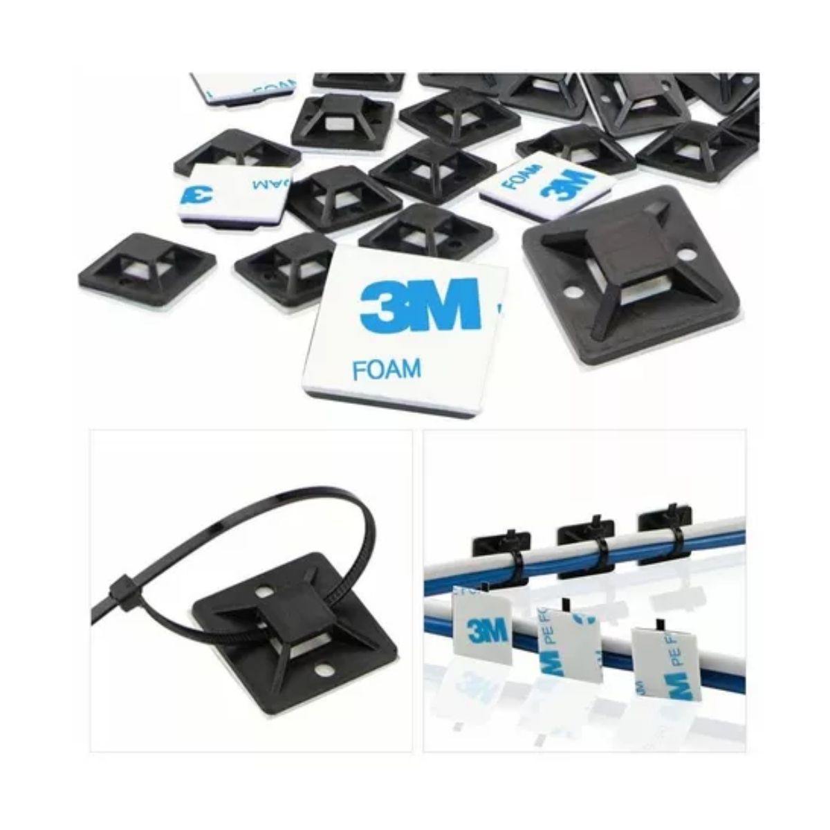 Bases Adherible Negro/blanco Para Cincho 20mm Bolsa 500pzas