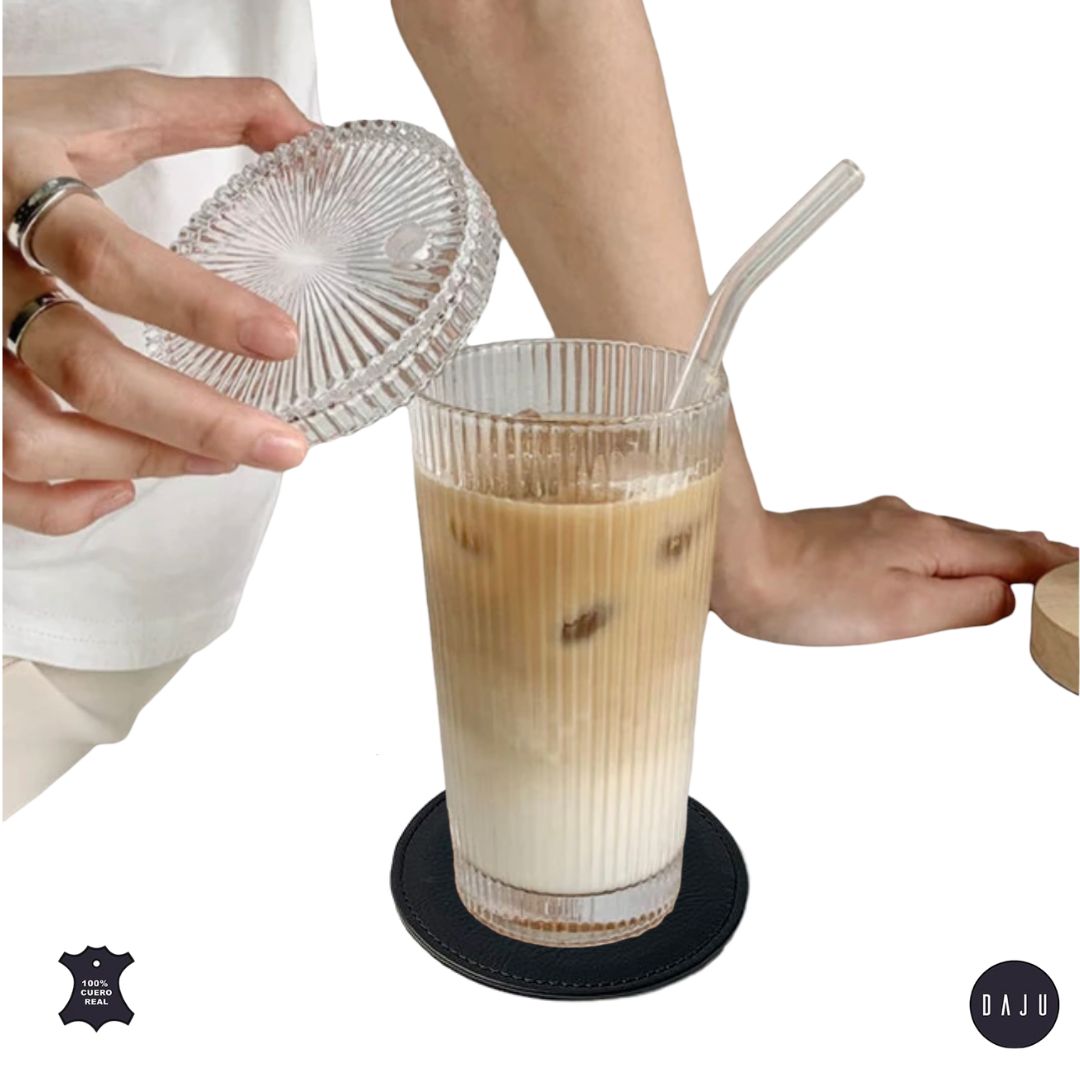 Portavasos Grandes 6 Pzas De Cuero Natural (marca Daju) negro