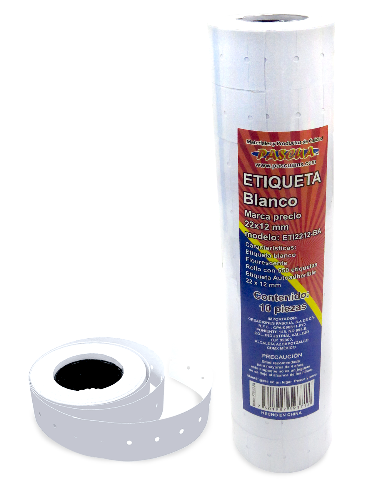 Etiqueta autoadherible 22x12mm, marca precio color basico 5500 etiquetas