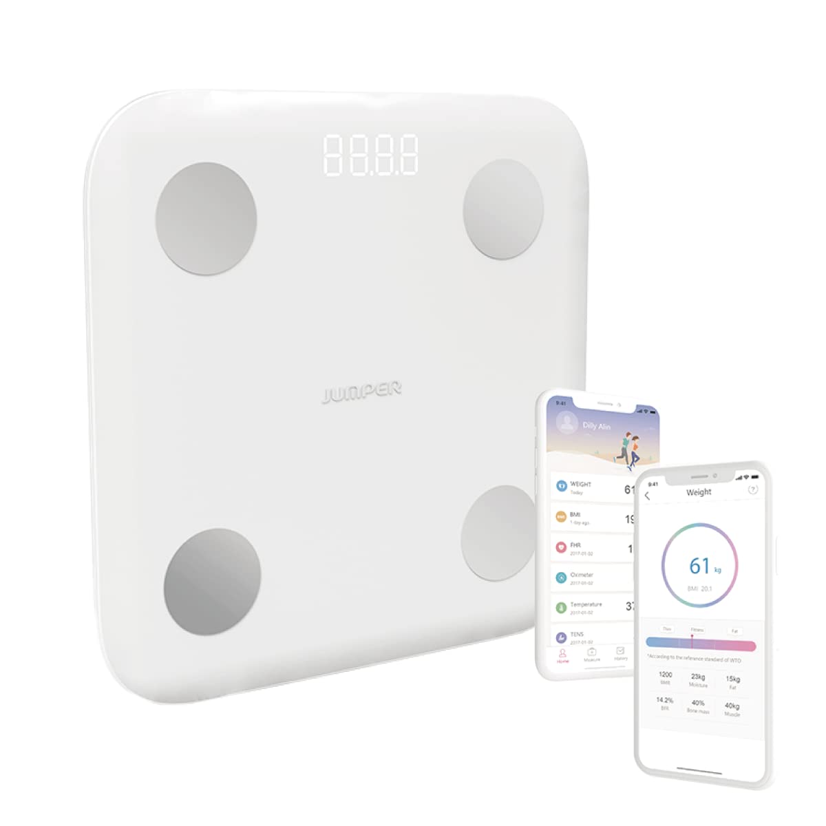 Bascula con bluetooth e indicador de indice de masa corporal - Jumper