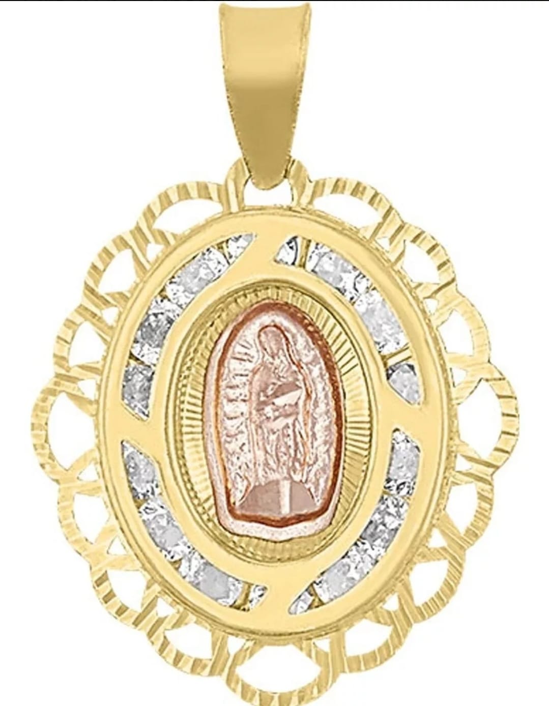 Kit Cadena Con Medalla Guadalupe Oval Oro 10 K + Obsequio