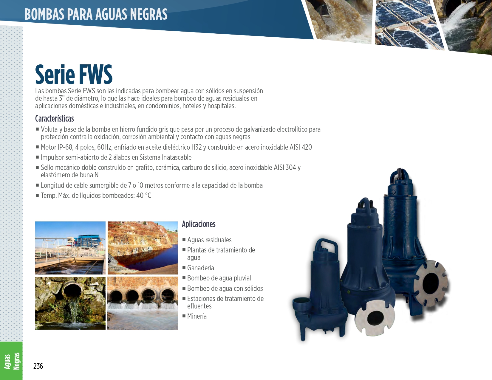 Bomba sumergible Franklin para agua residual 1FWS2303-0202 1 HP, 3 Fases, 230 Volts