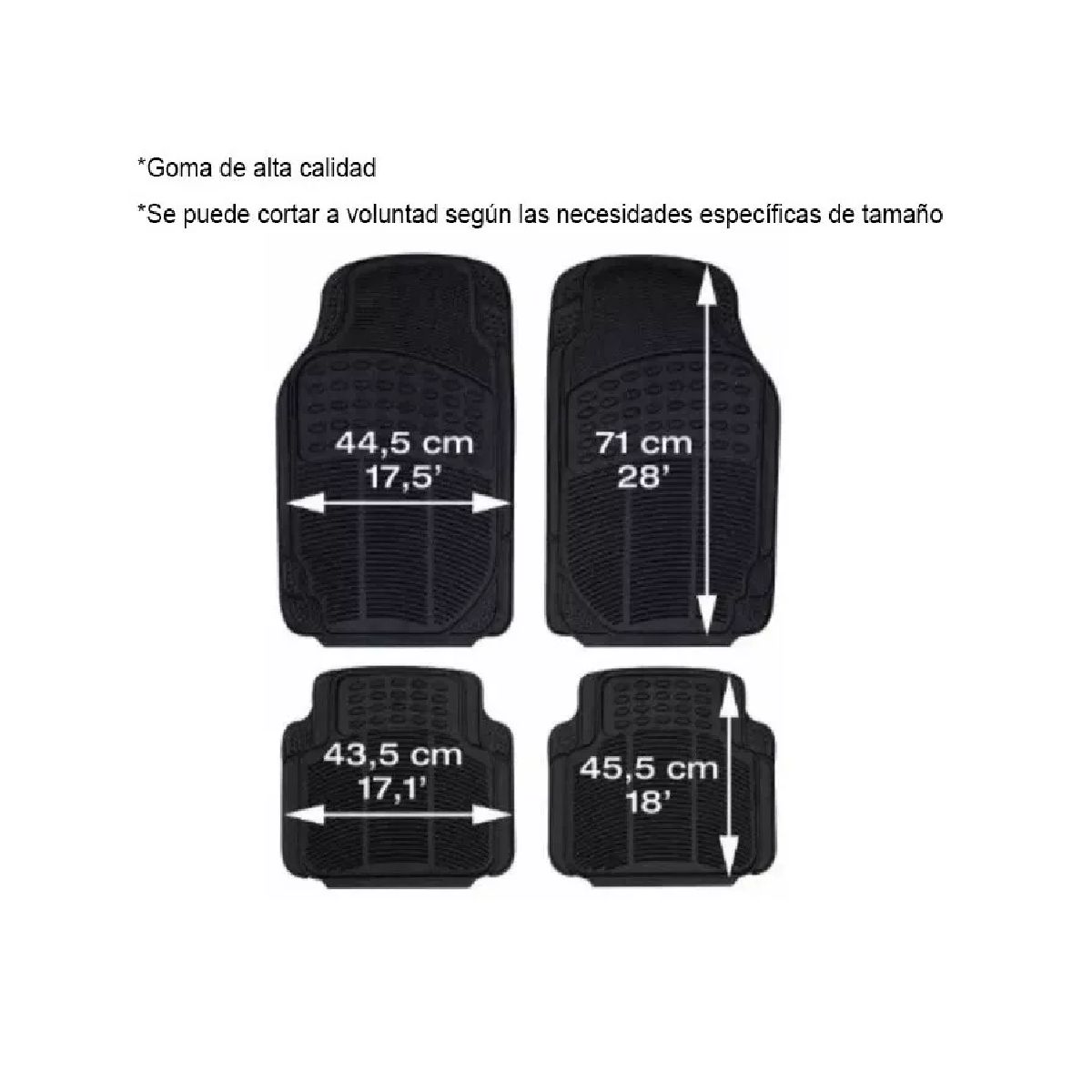 Kit Tapete Reforzado Universal De Goma Para Automóvil, 4 Pzs.