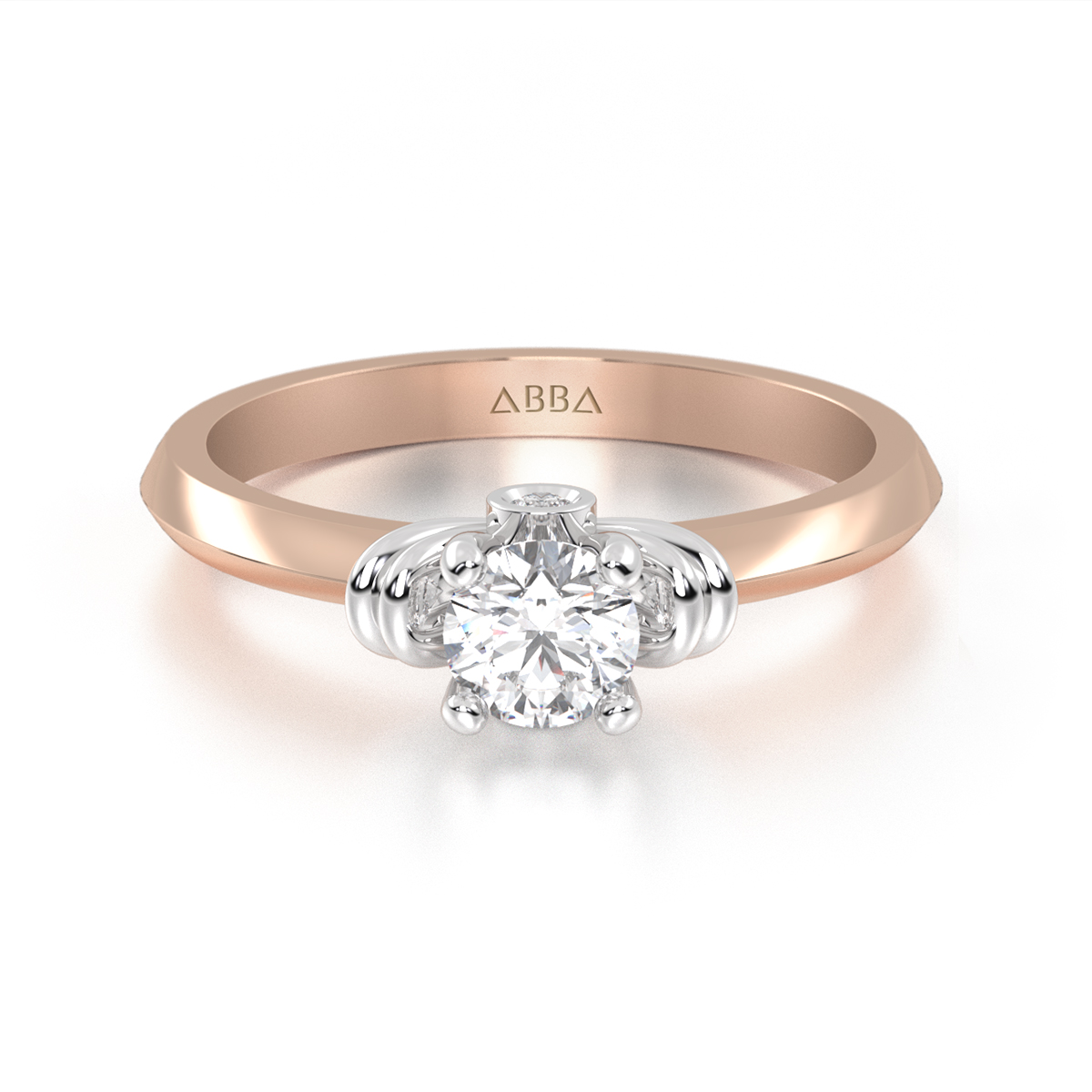 ANILLO DE COMPROMISO 10K ORO ROSA CON PIEDRA CORAL ABBA JOYAS