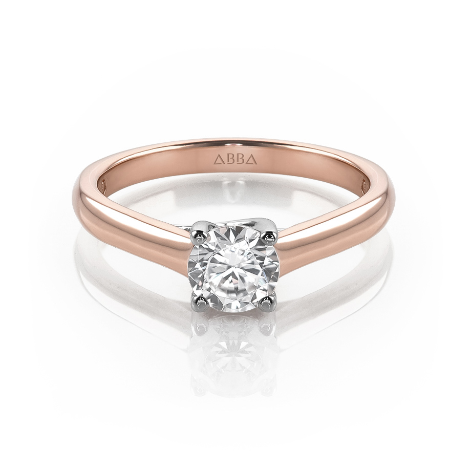 ANILLO DE COMPROMISO SOLITARIO 10K ORO ROSA CON PIEDRA UNIÓN ABBA JOYAS