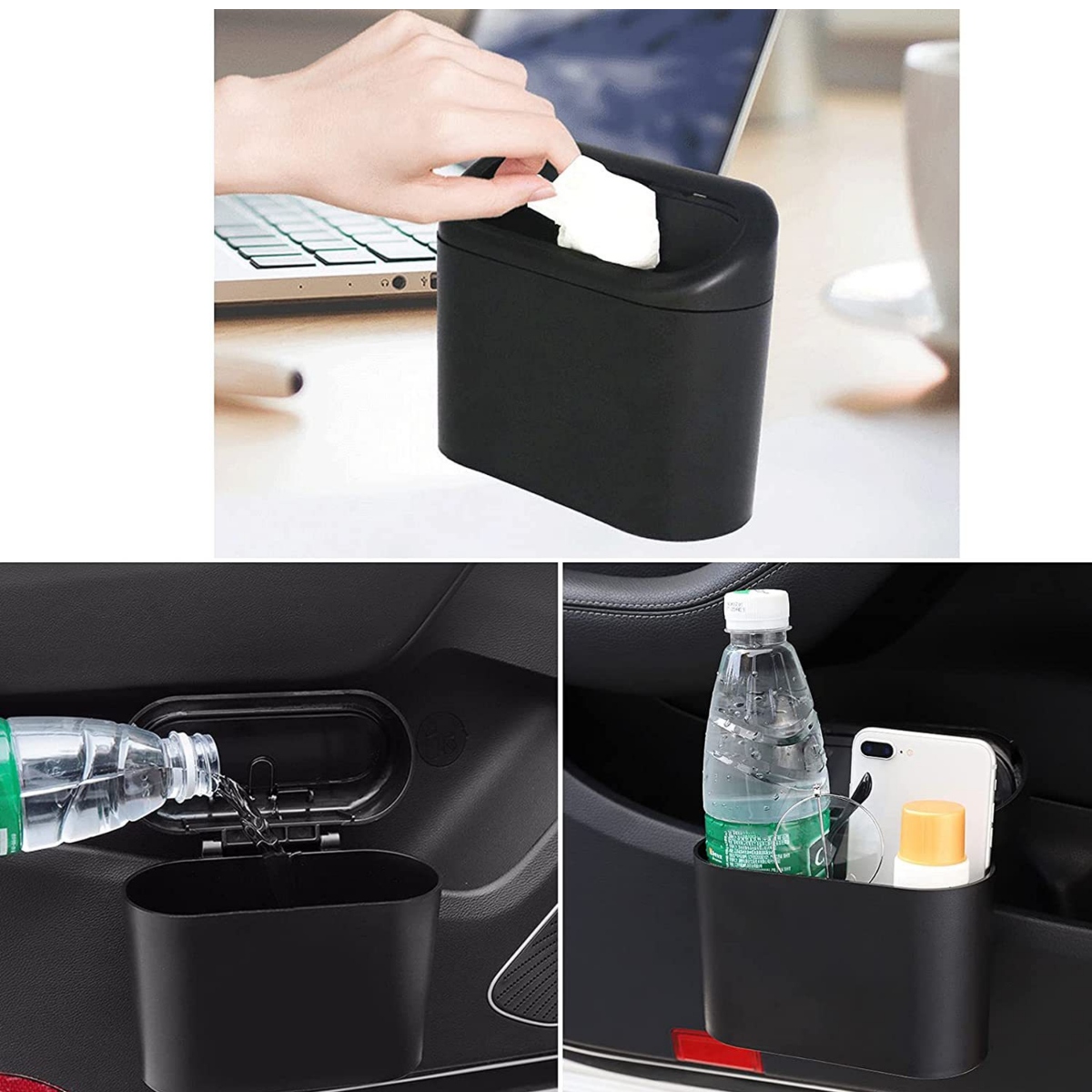 Mini Bote De Basura Con Tapa Resorte Para Coche Y Escritorio