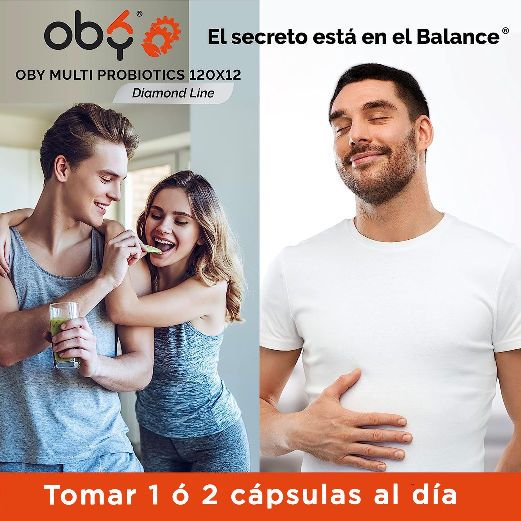 OBY MULTI Probiotics | Probioticos 120 Billones de 12 Cepas + Prebioticos - Incluye Inulina Raiz ...