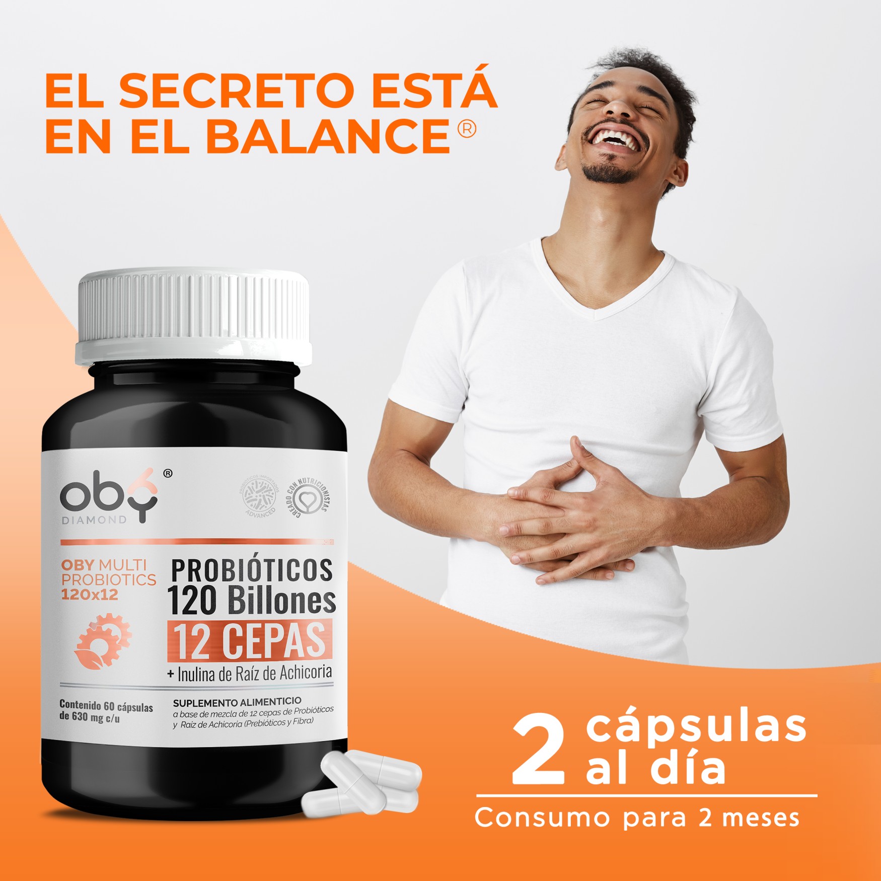 OBY MULTI Probiotics | Probioticos 120 Billones de 12 Cepas + Prebioticos - Incluye Inulina Raiz ...