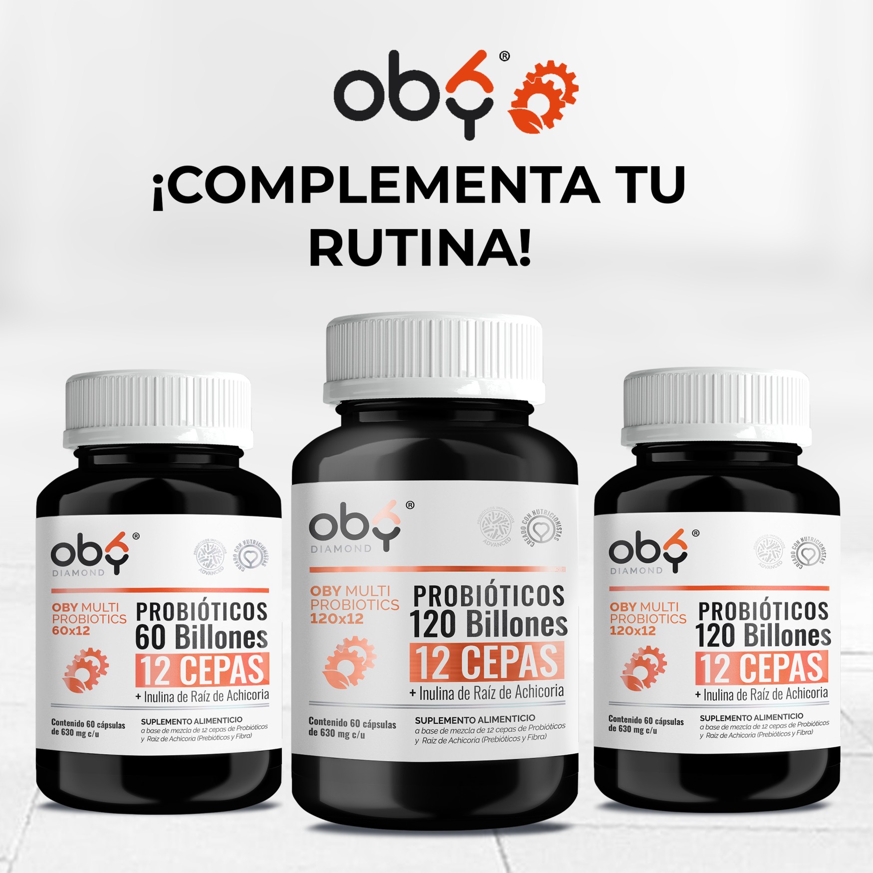 OBY MULTI Probiotics | Probioticos 120 Billones de 12 Cepas + Prebioticos - Incluye Inulina Raiz ...