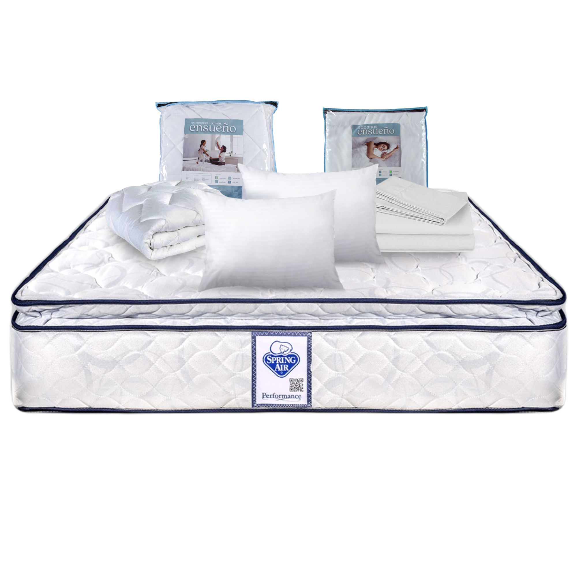 Colchón Matrimonial Spring Air Panamá + Sábanas + Protector + 2 ...