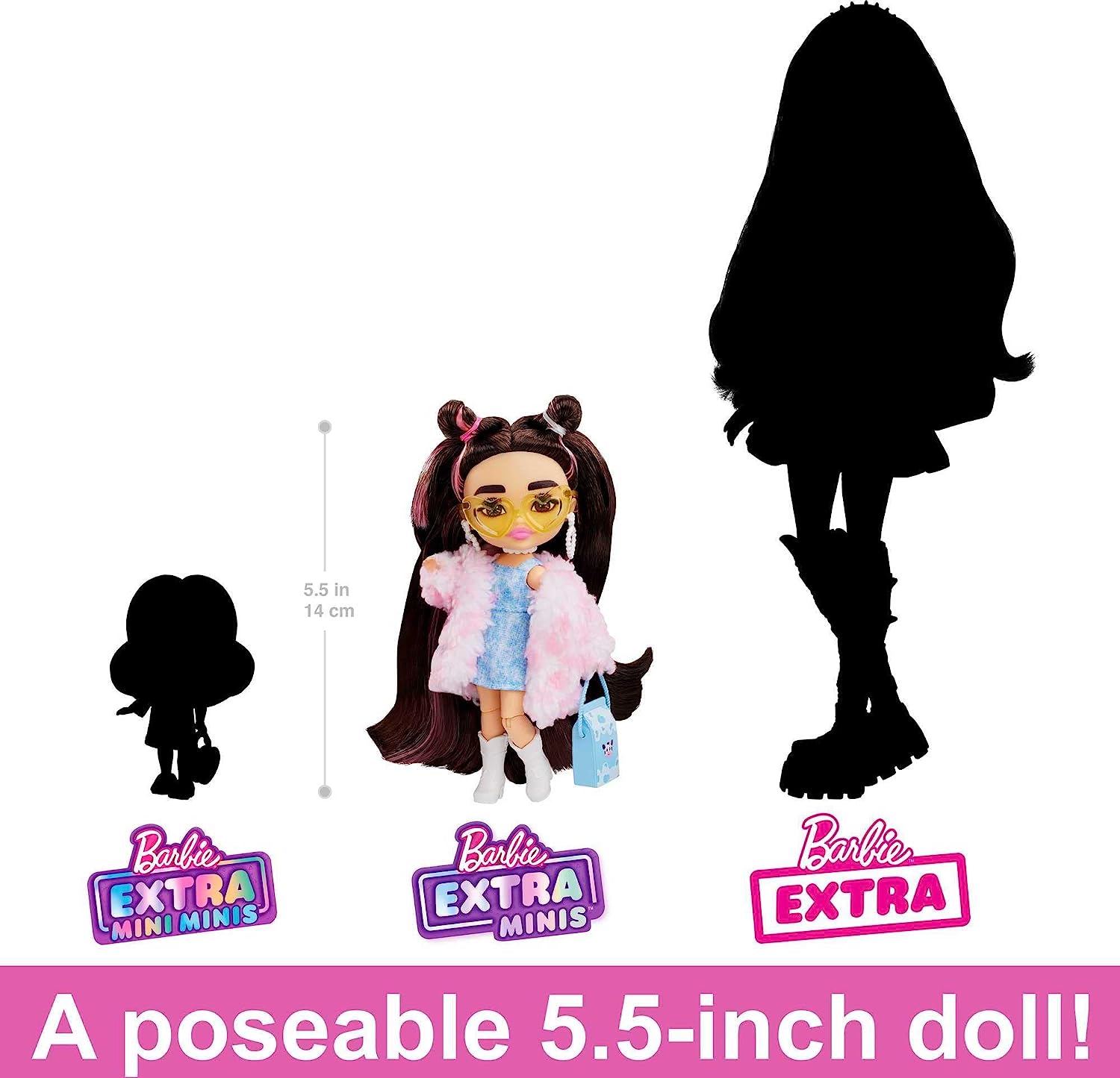 Barbie Extra Minis Muñeca Chamarra Peluda de Vaca
