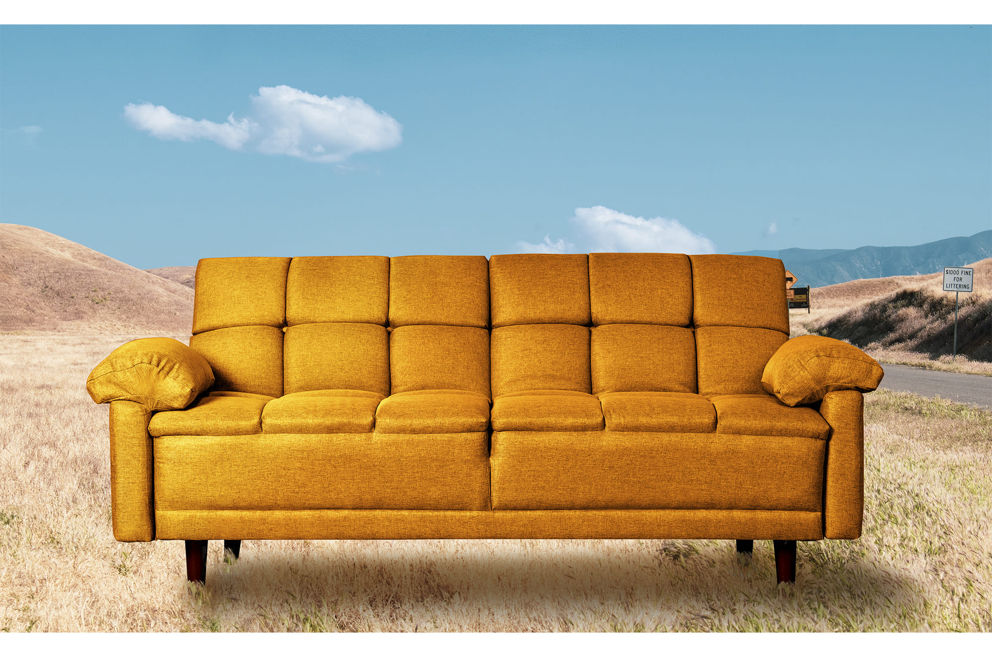 Sofá Cama Makora Tonic Mostaza Con Tecnología Beehive Airflex Foam