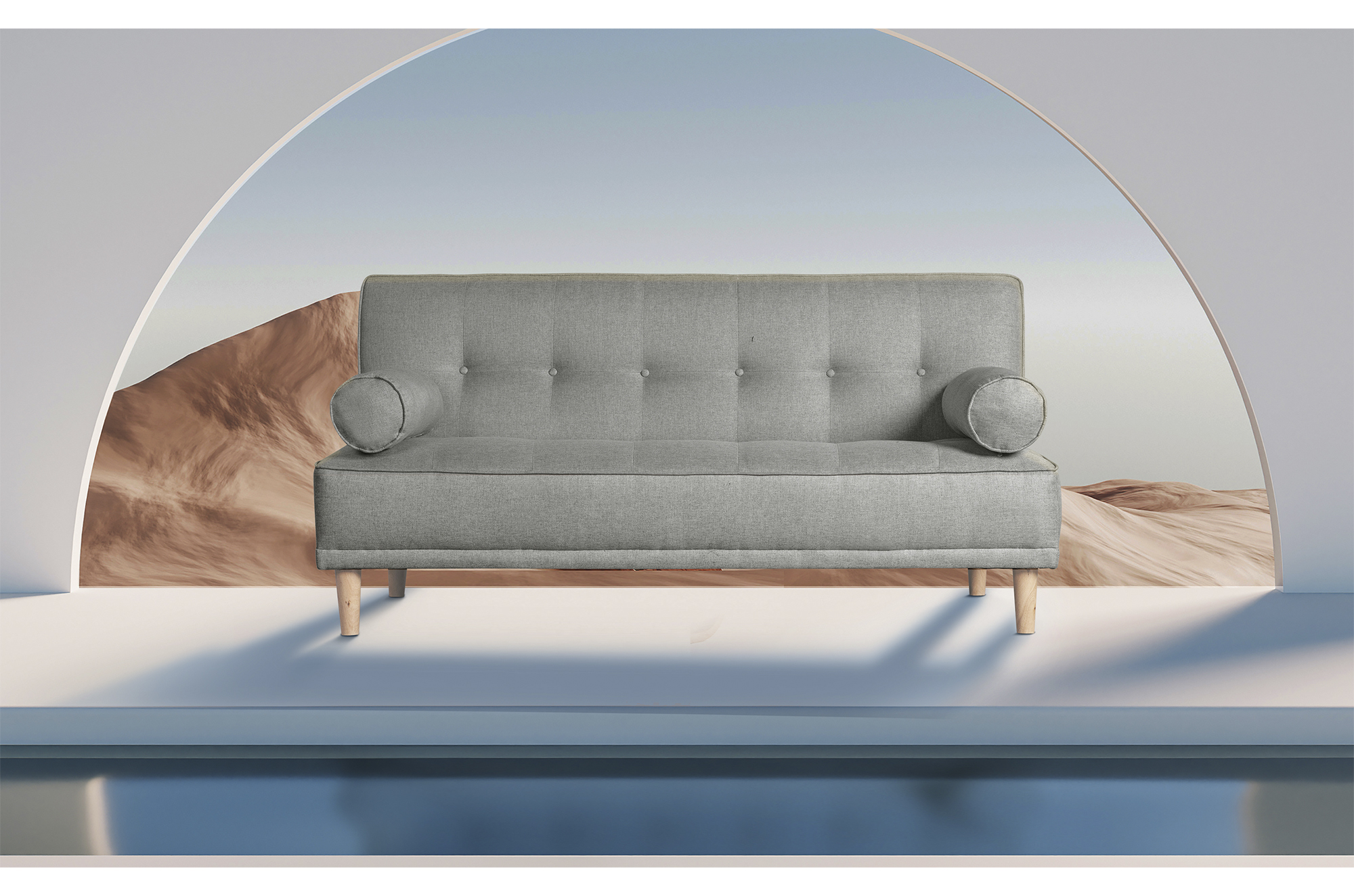 Sofá Cama Makora Rolandi Gris Claro con Tecnología Beehive AirFlex Foam