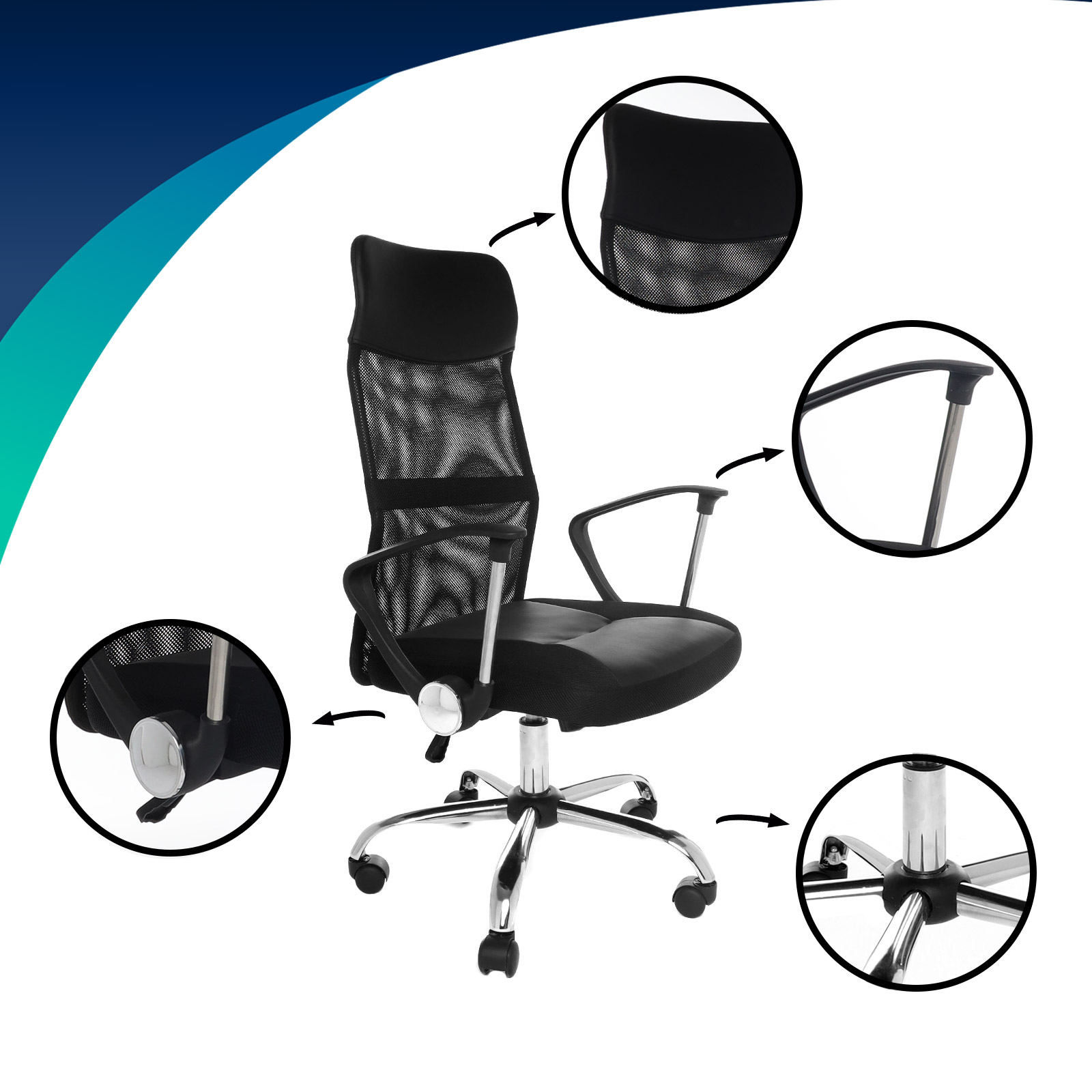 Silla Escritorio Oficina Ejecutiva Ergonómica Tapizado Mesh