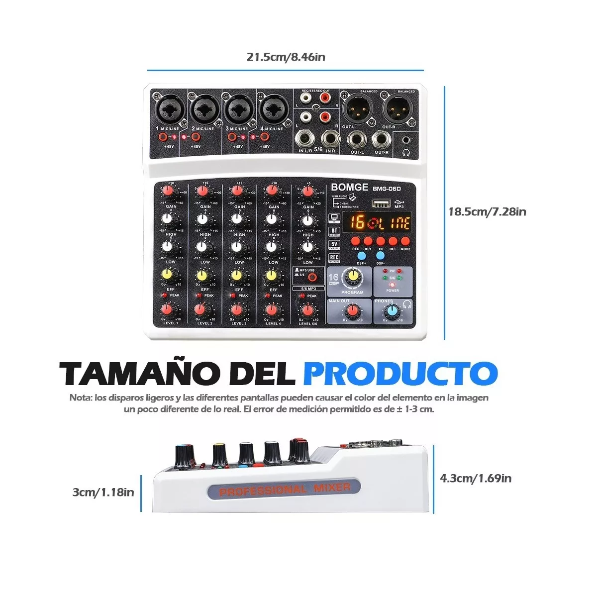 Mezclador Bluetooth Usb Dsp (6 Canales) Blanco