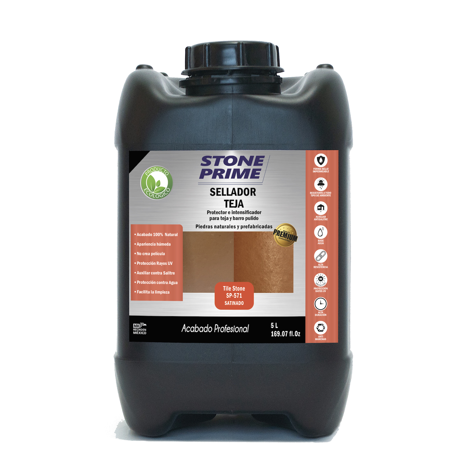 Sellador para teja y barro pulido Stone Prime Acabado mojado 5 litros