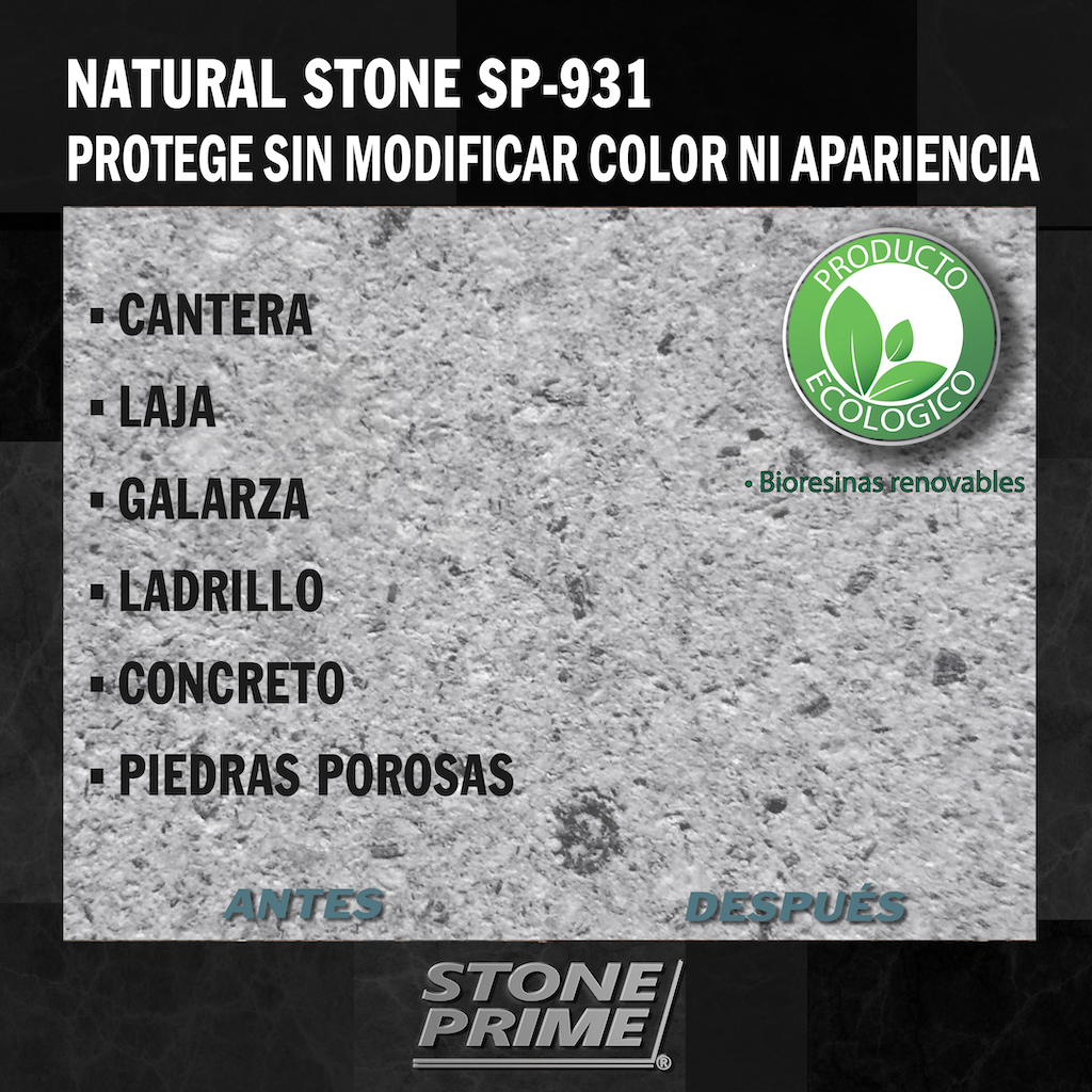 Sellador hidrofugante imperceptible para cantera Stone Prime Acabado natural 1.1 litros