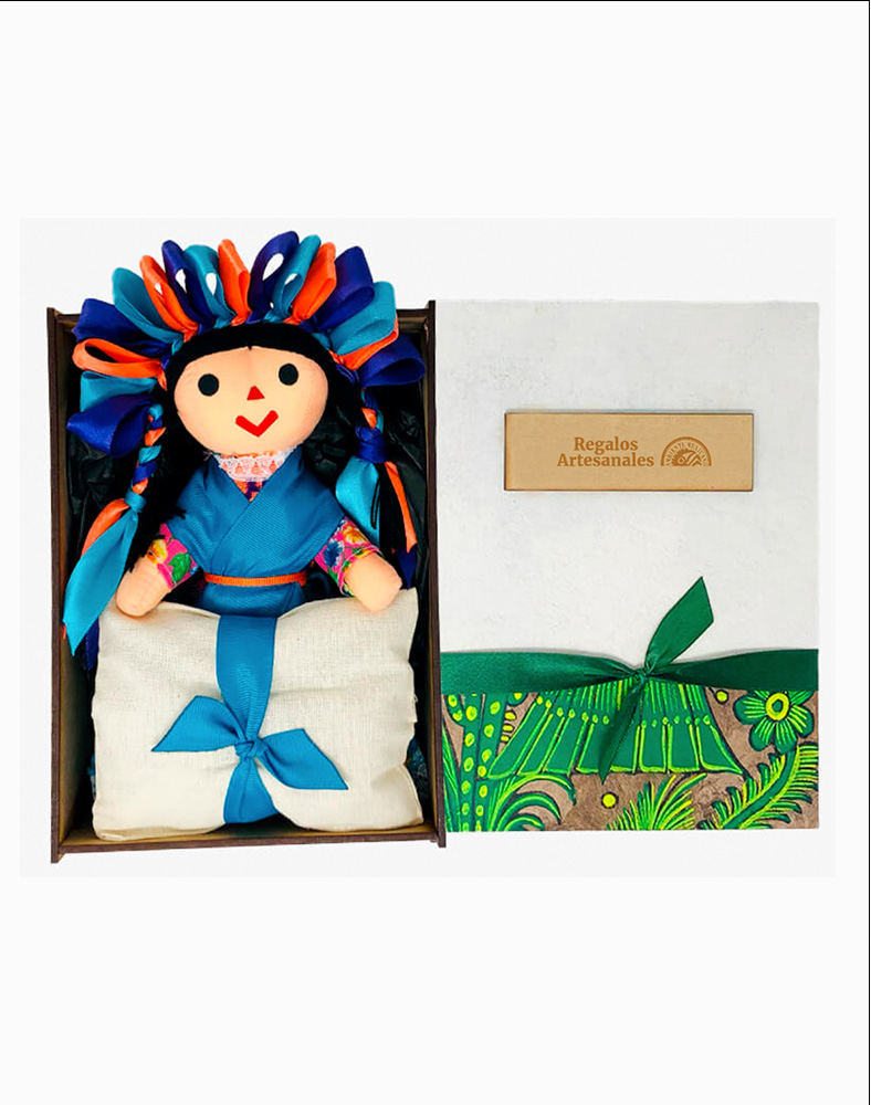 Caja Otumba con Muñeca Mexicana y Chocolates