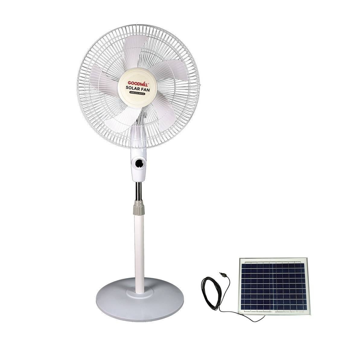 Ventilador Panel Solar Pedestal Recargable y Corriente 16" Goodwill